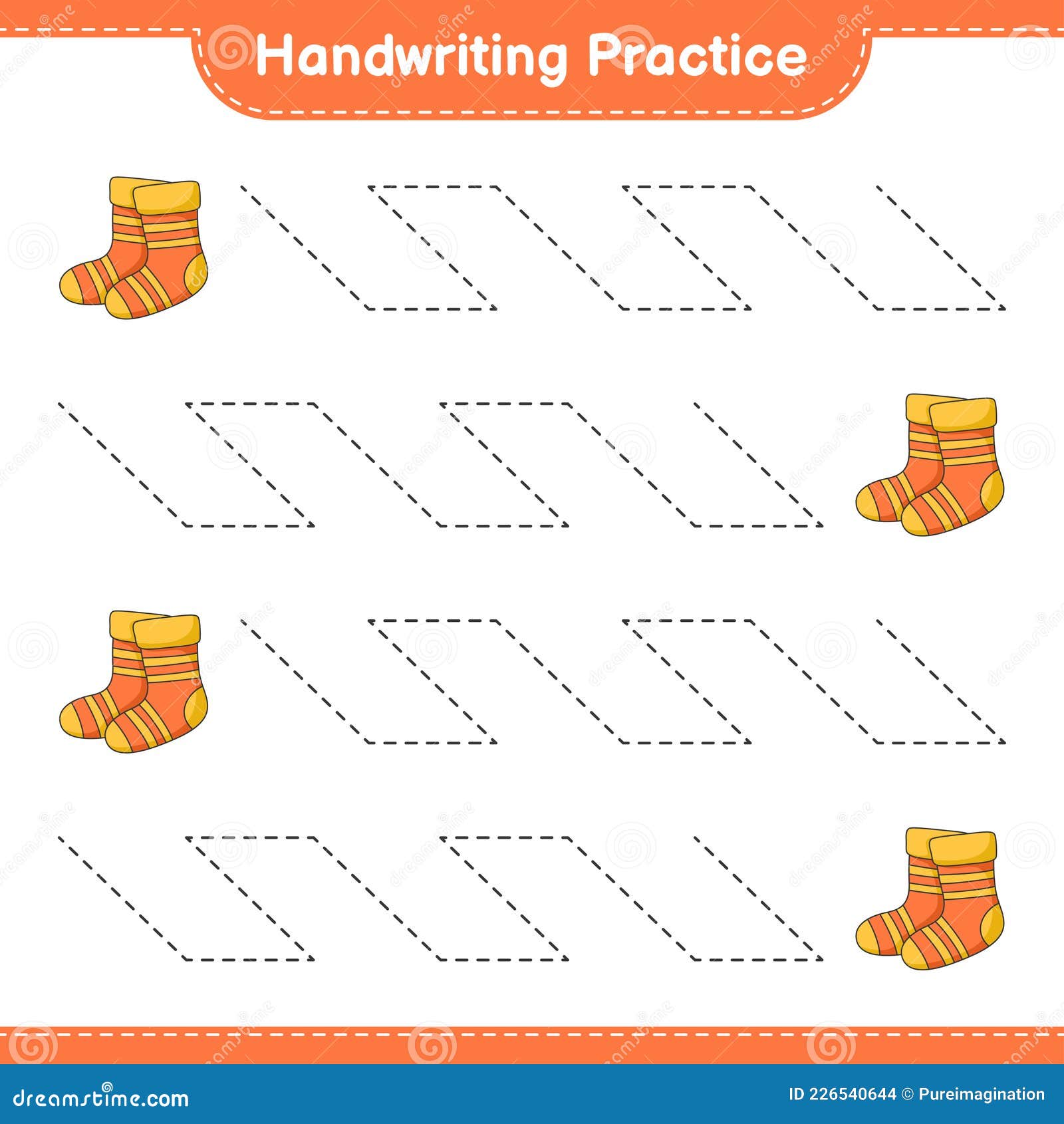 Handwriting Practice. Tracing Lines of Socks Stock Vector ...