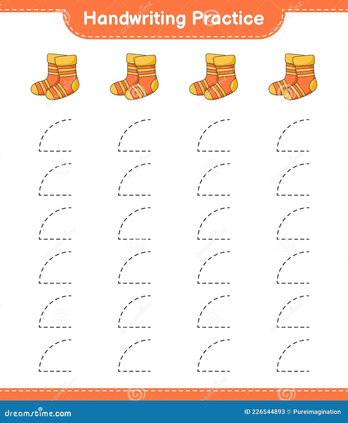 Handwriting Practice. Tracing Lines of Socks Stock Vector ...