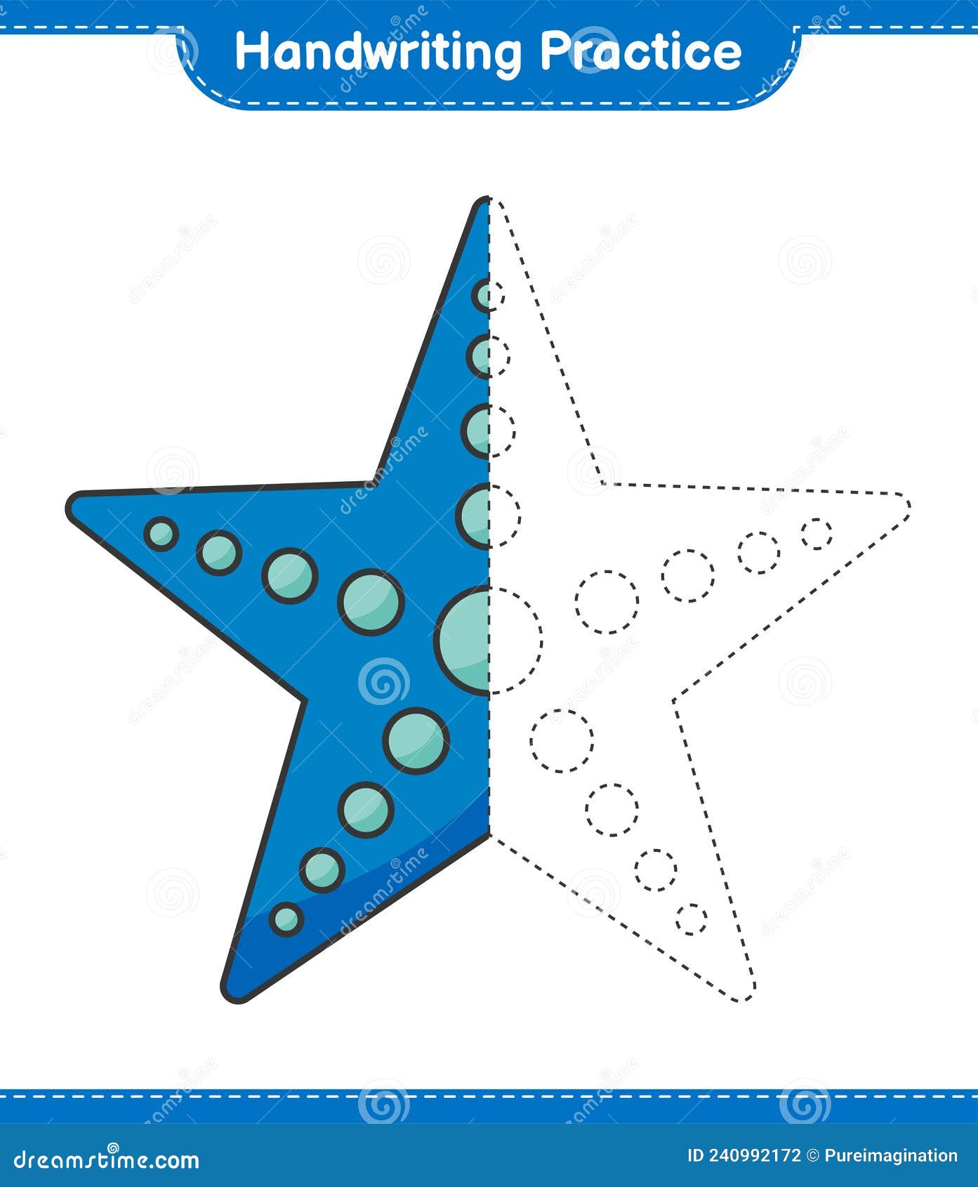 Handwriting Practice. Tracing Lines of Starfish Stock Vector ...