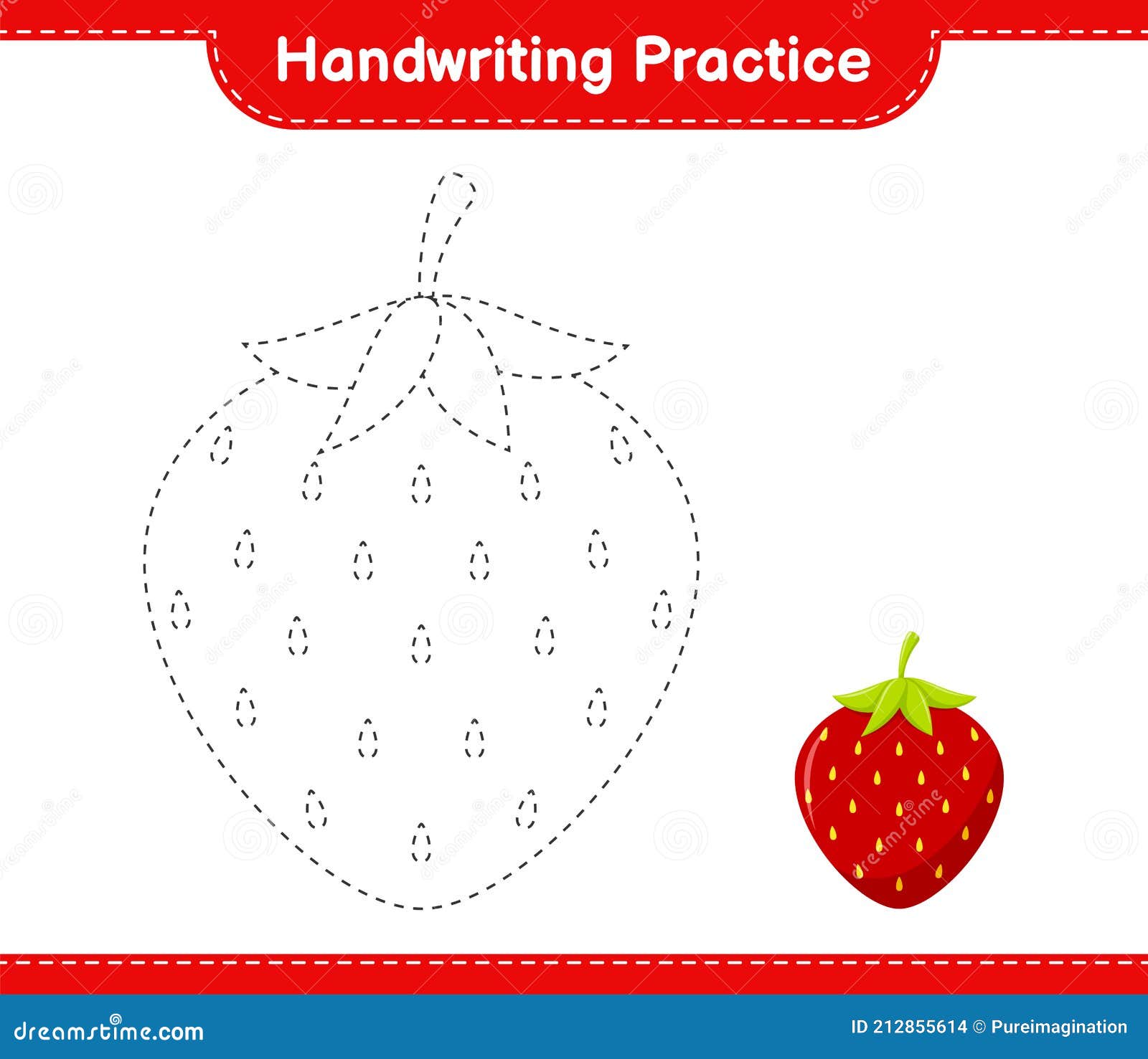 Handwriting Practice. Tracing Lines of Strawberry. Educational Children ...