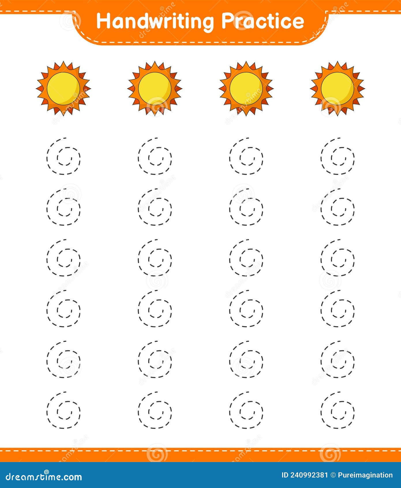 Handwriting Practice. Tracing Lines of Sun Stock Vector - Illustration ...