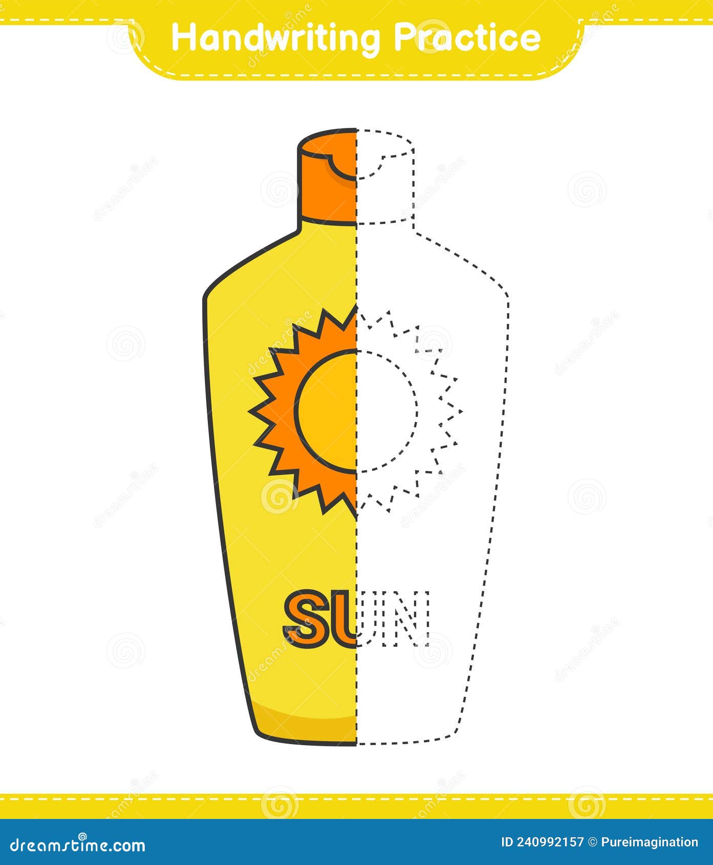 Handwriting Practice. Tracing Lines of Sunscreen Stock Vector ...
