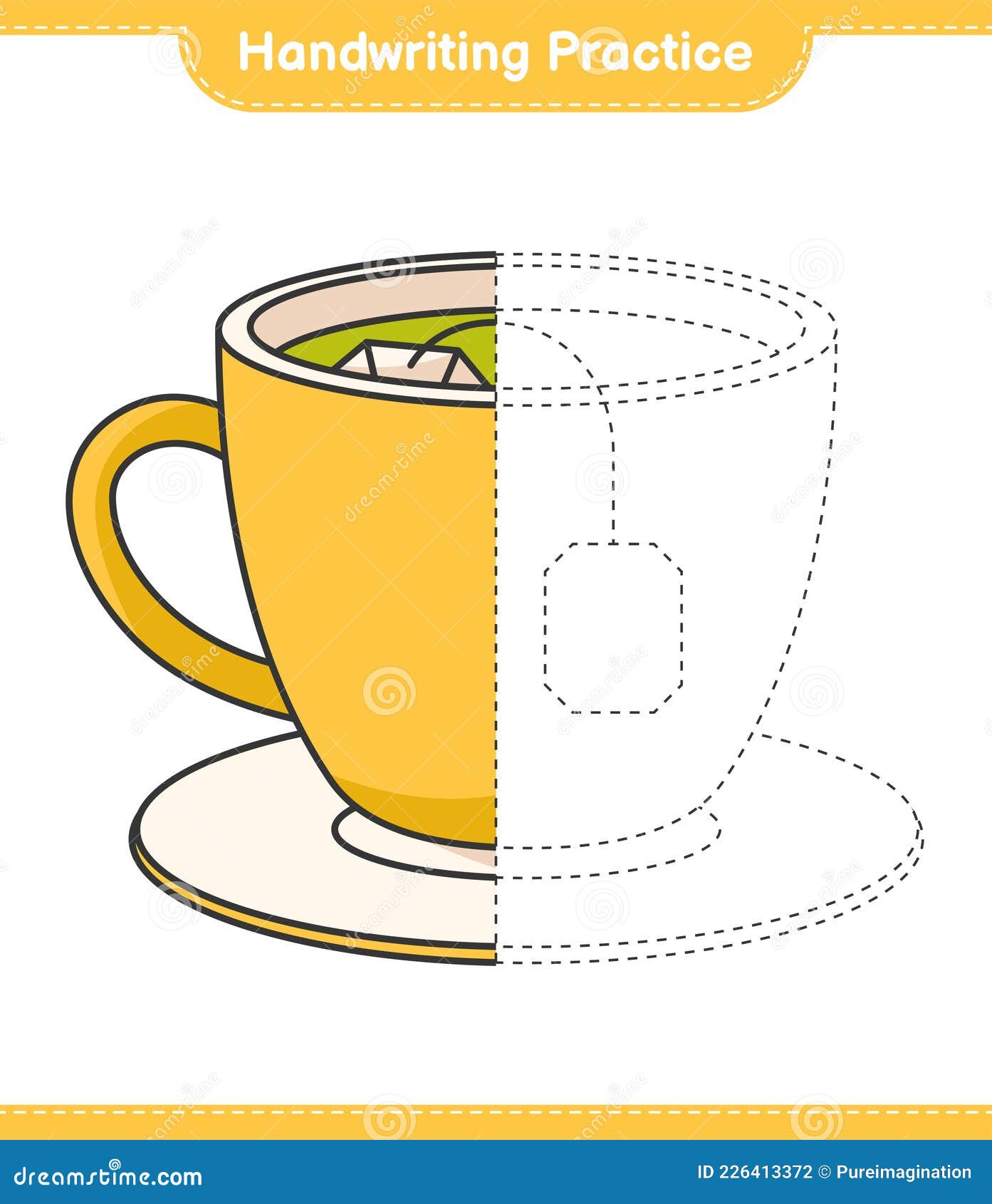 Handwriting Practice. Tracing Lines of Tea Cup Stock Vector ...