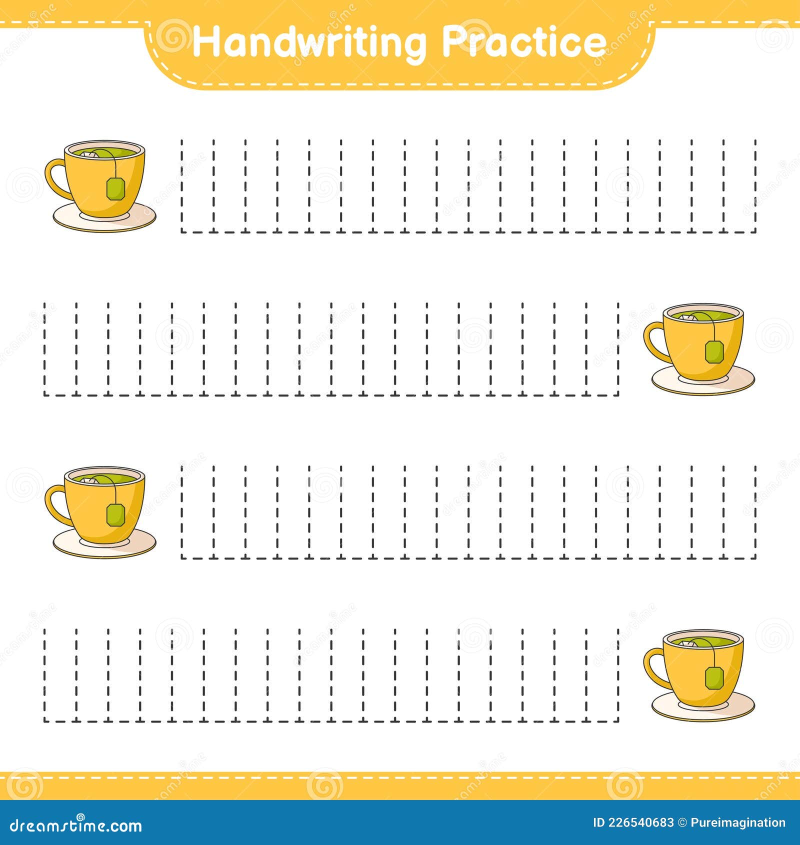 Handwriting Practice. Tracing Lines of Tea Cup Stock Vector ...
