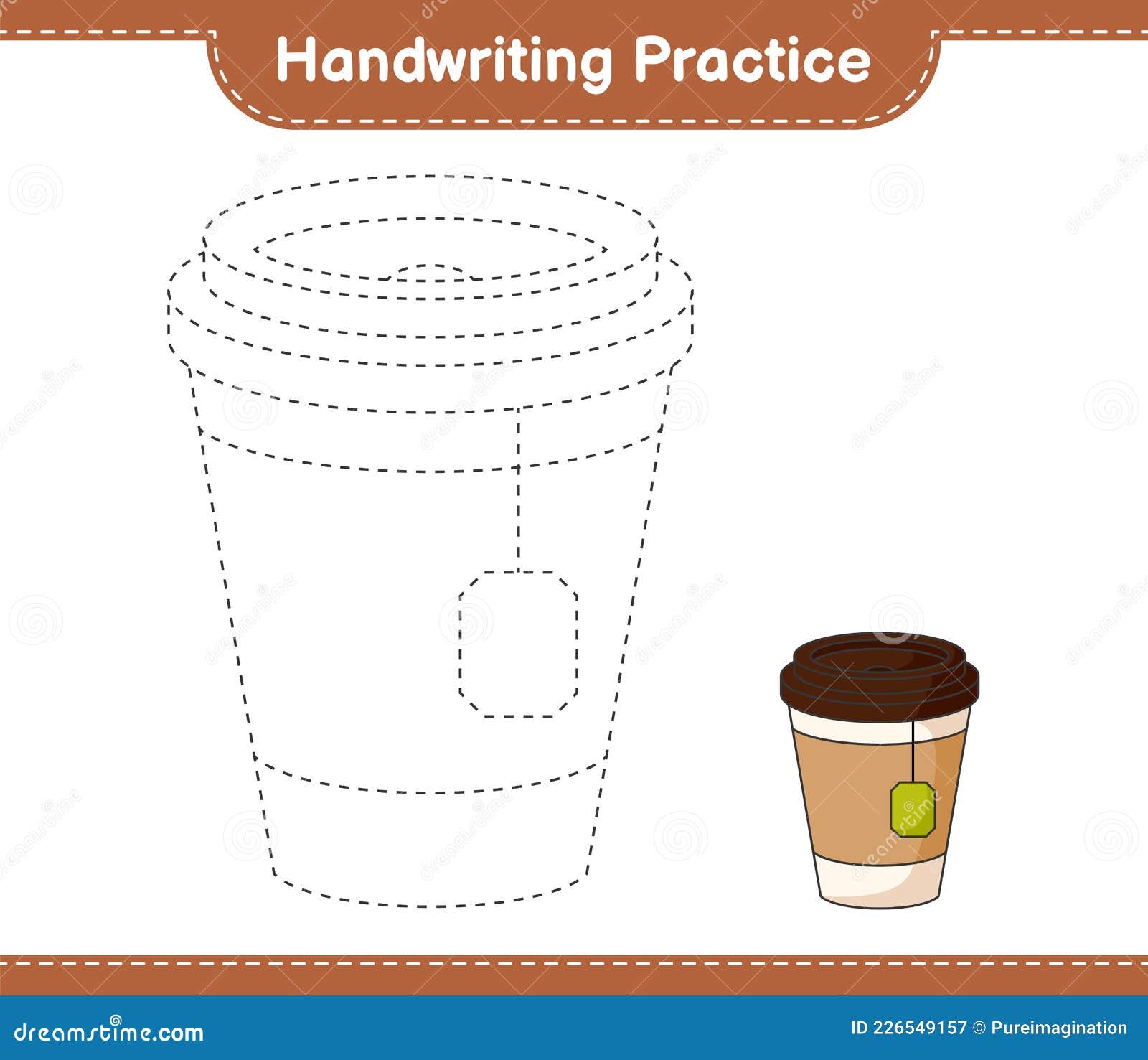 Handwriting Practice. Tracing Lines of Tea Cup Stock Vector ...