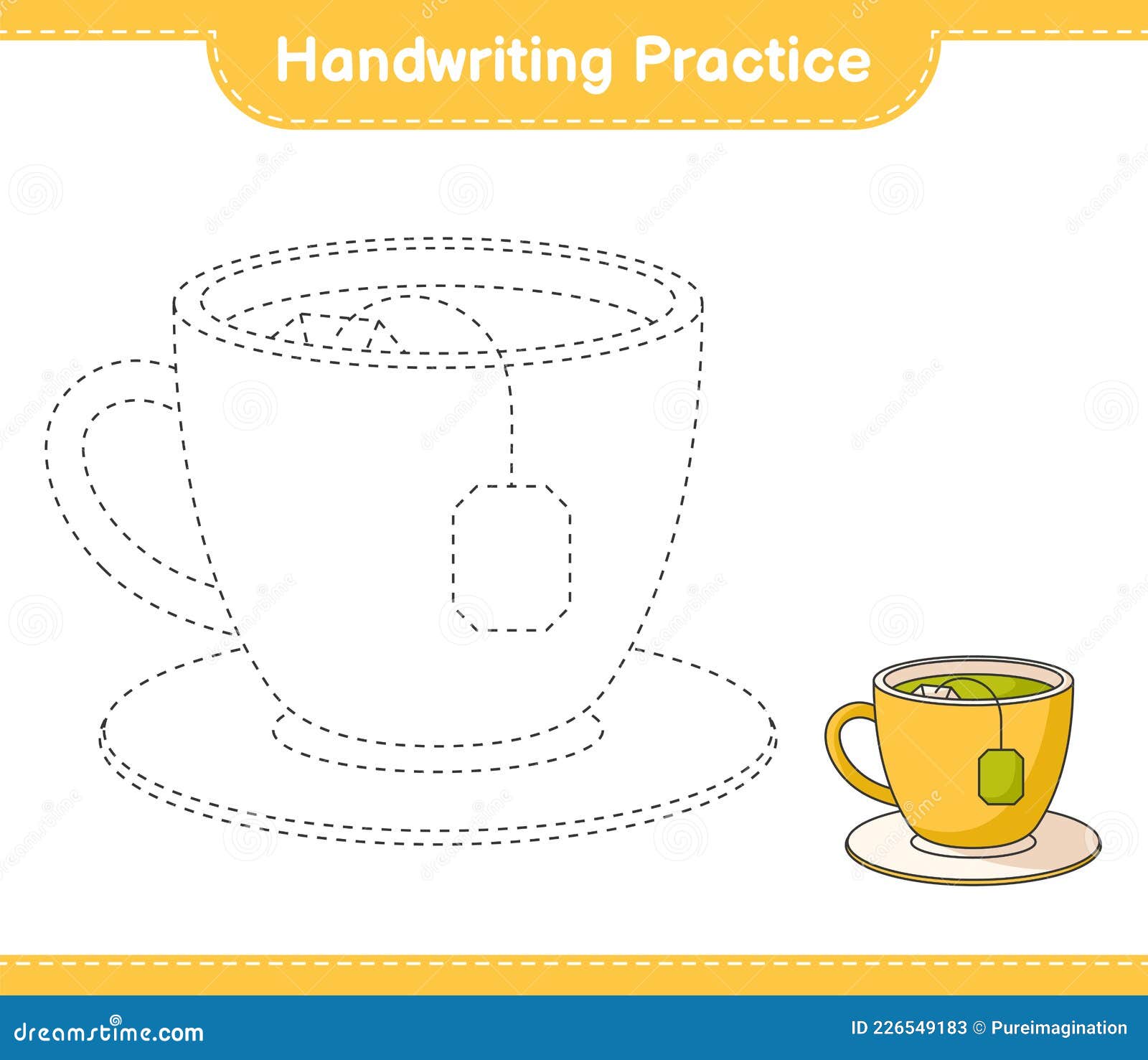 Handwriting Practice. Tracing Lines of Tea Cup Stock Vector ...