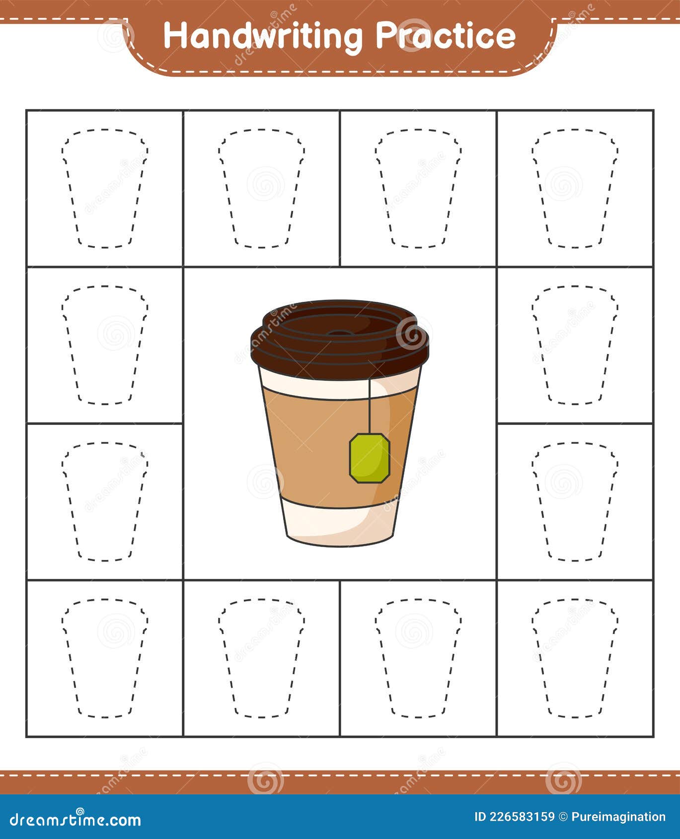 Handwriting Practice. Tracing Lines of Tea Cup Stock Vector ...