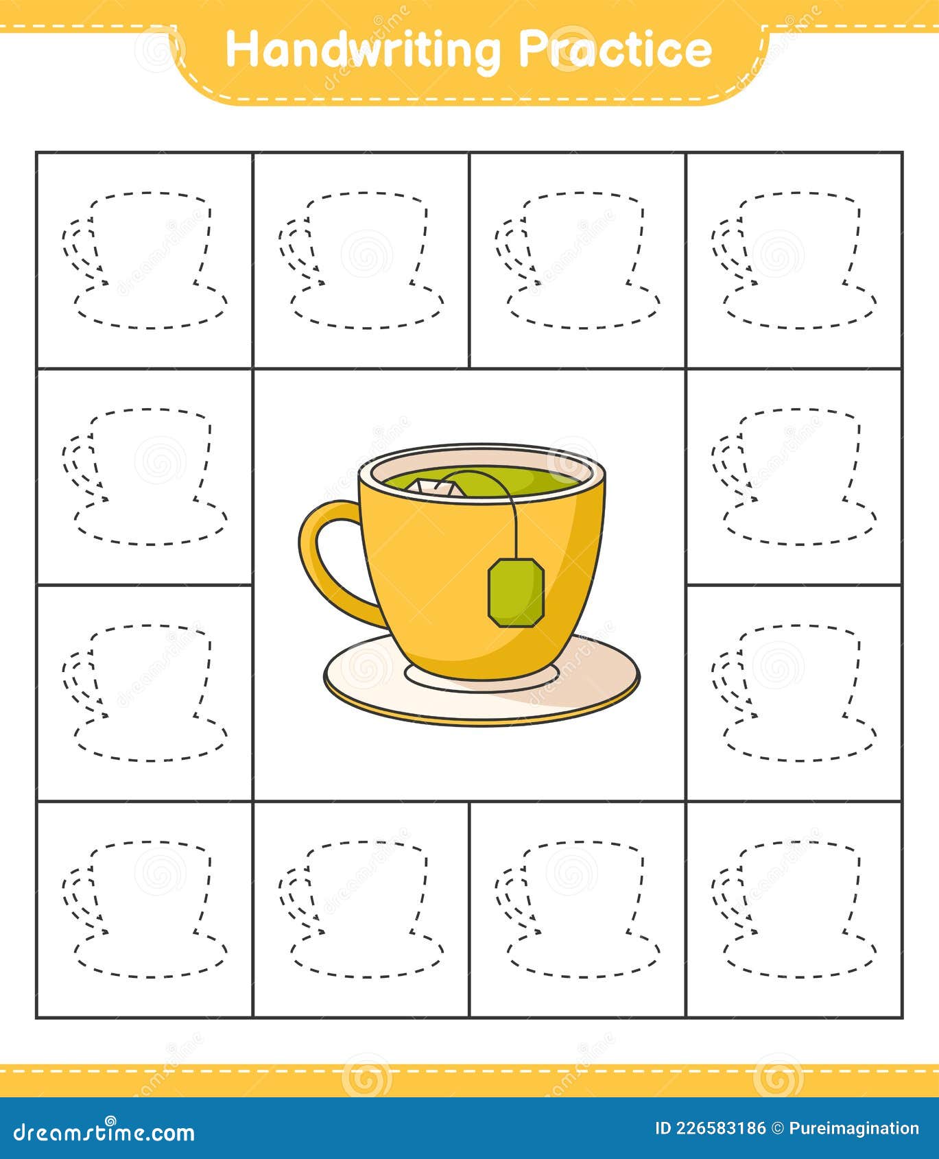 Handwriting Practice. Tracing Lines of Tea Cup Stock Vector ...