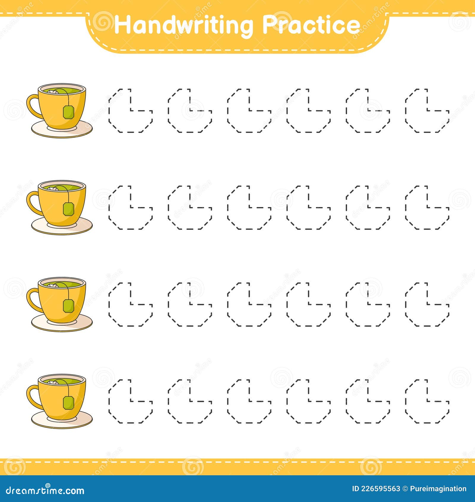 Handwriting Practice. Tracing Lines of Tea Cup Stock Vector ...