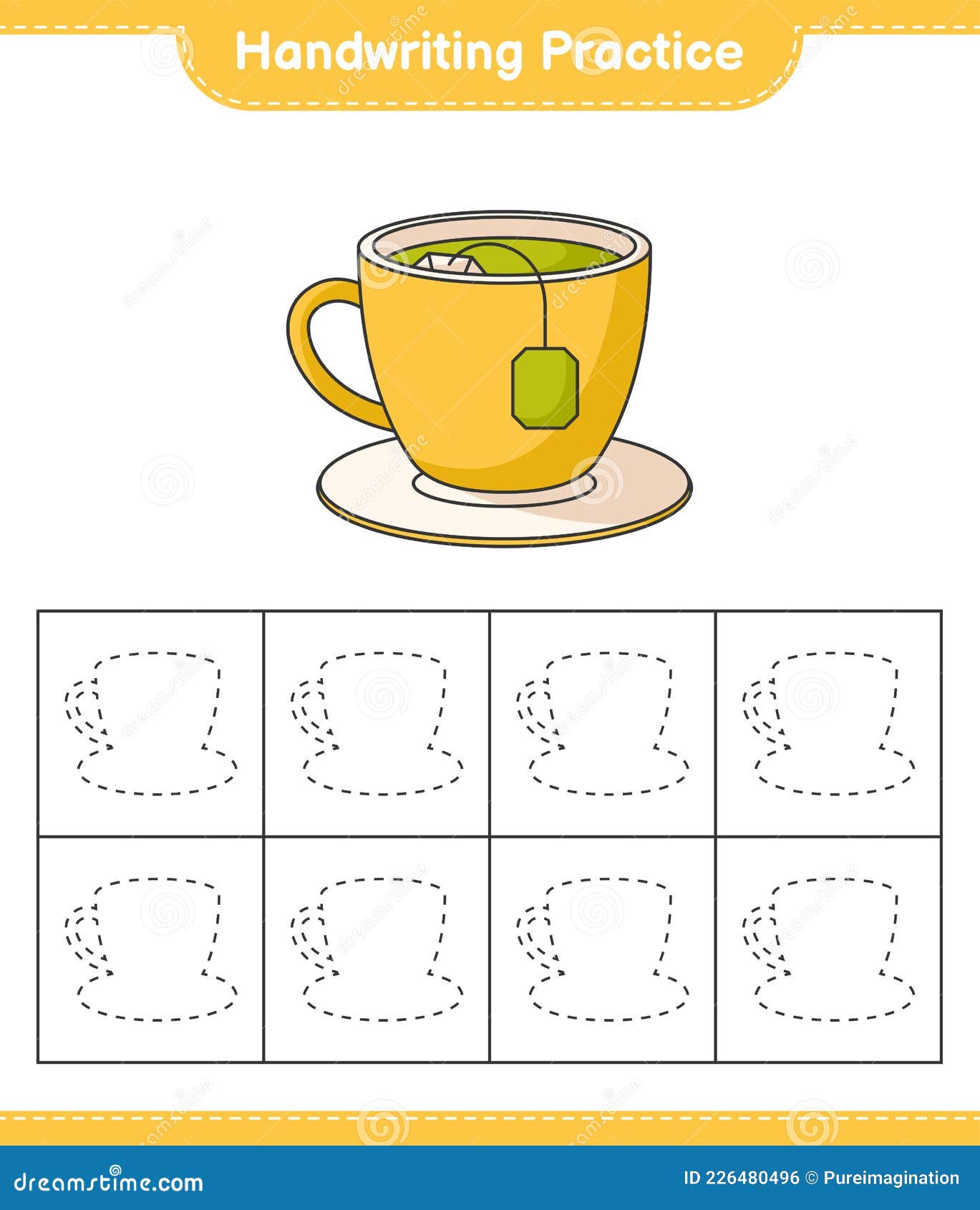 Handwriting Practice. Tracing Lines of Tea Cup Stock Vector ...