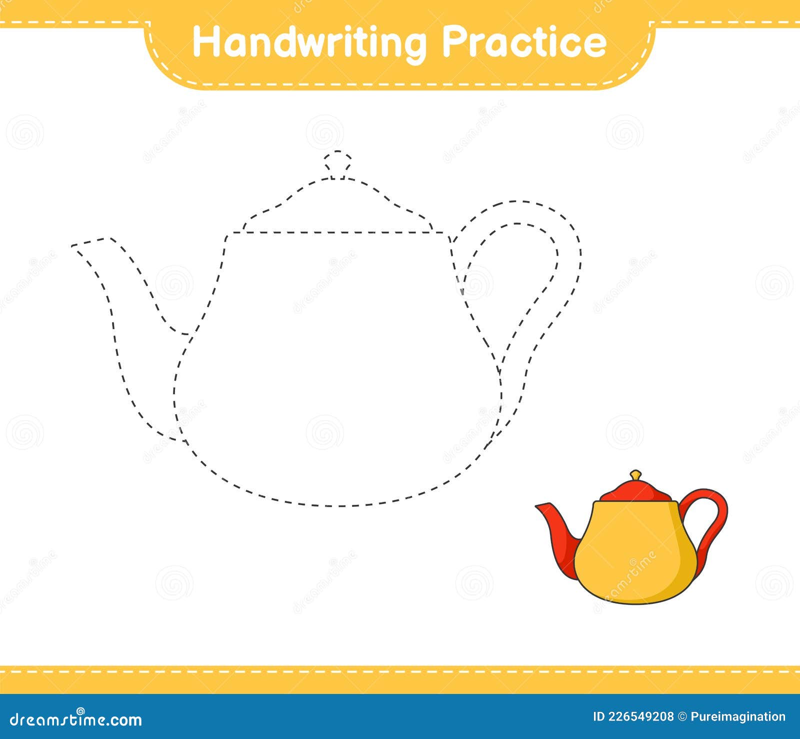 Handwriting Practice. Tracing Lines of Teapot Stock Vector ...