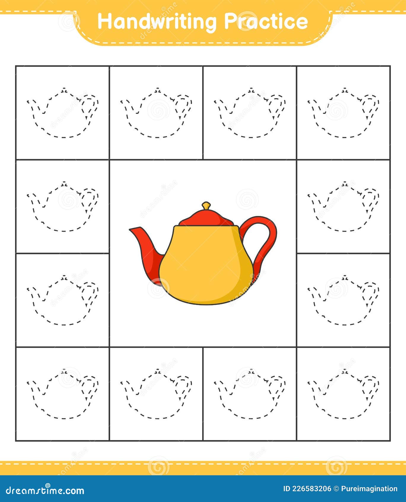 Handwriting Practice. Tracing Lines of Teapot Stock Vector ...