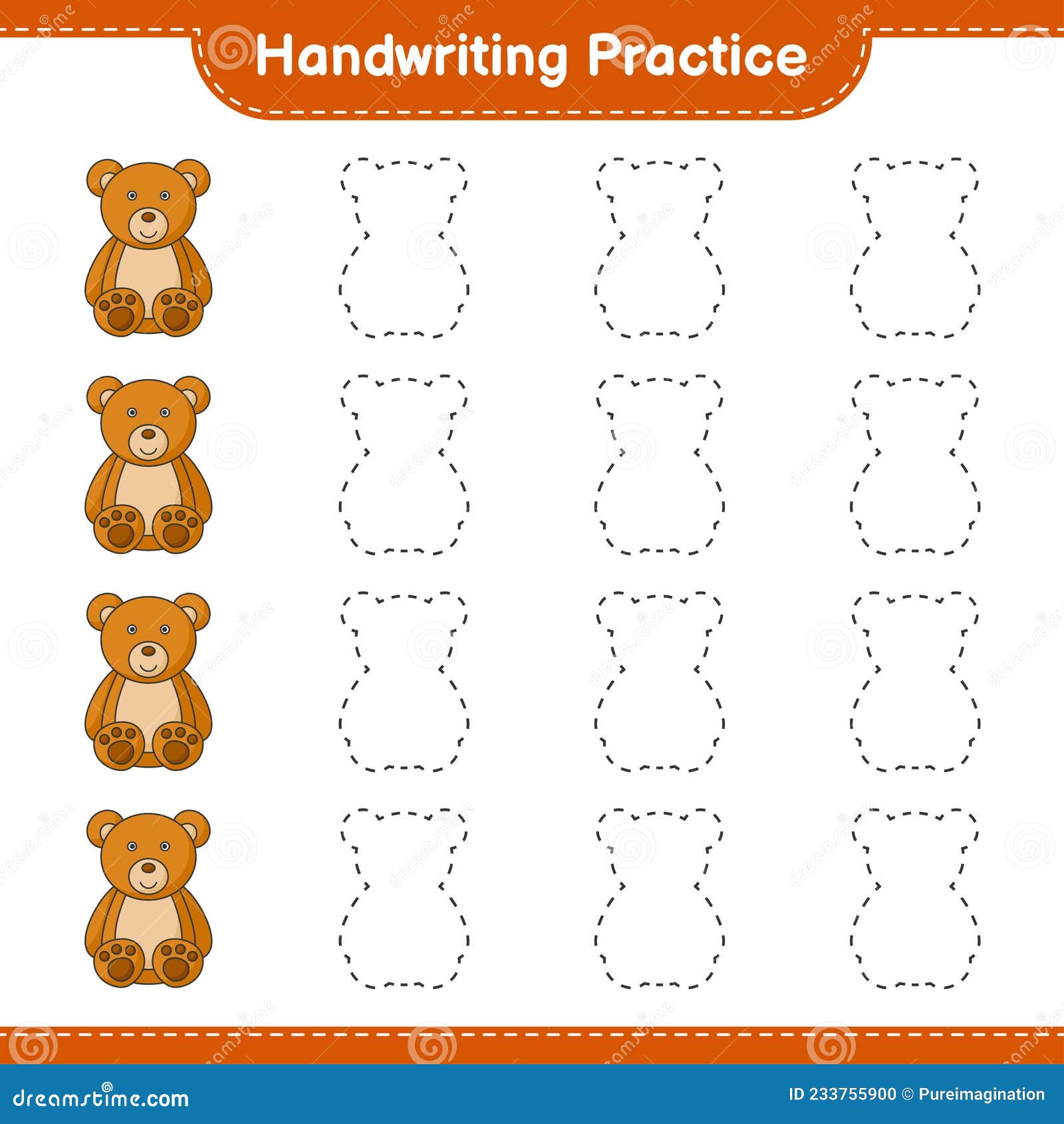 Handwriting Practice. Tracing Lines of Teddy Bear Stock Vector ...