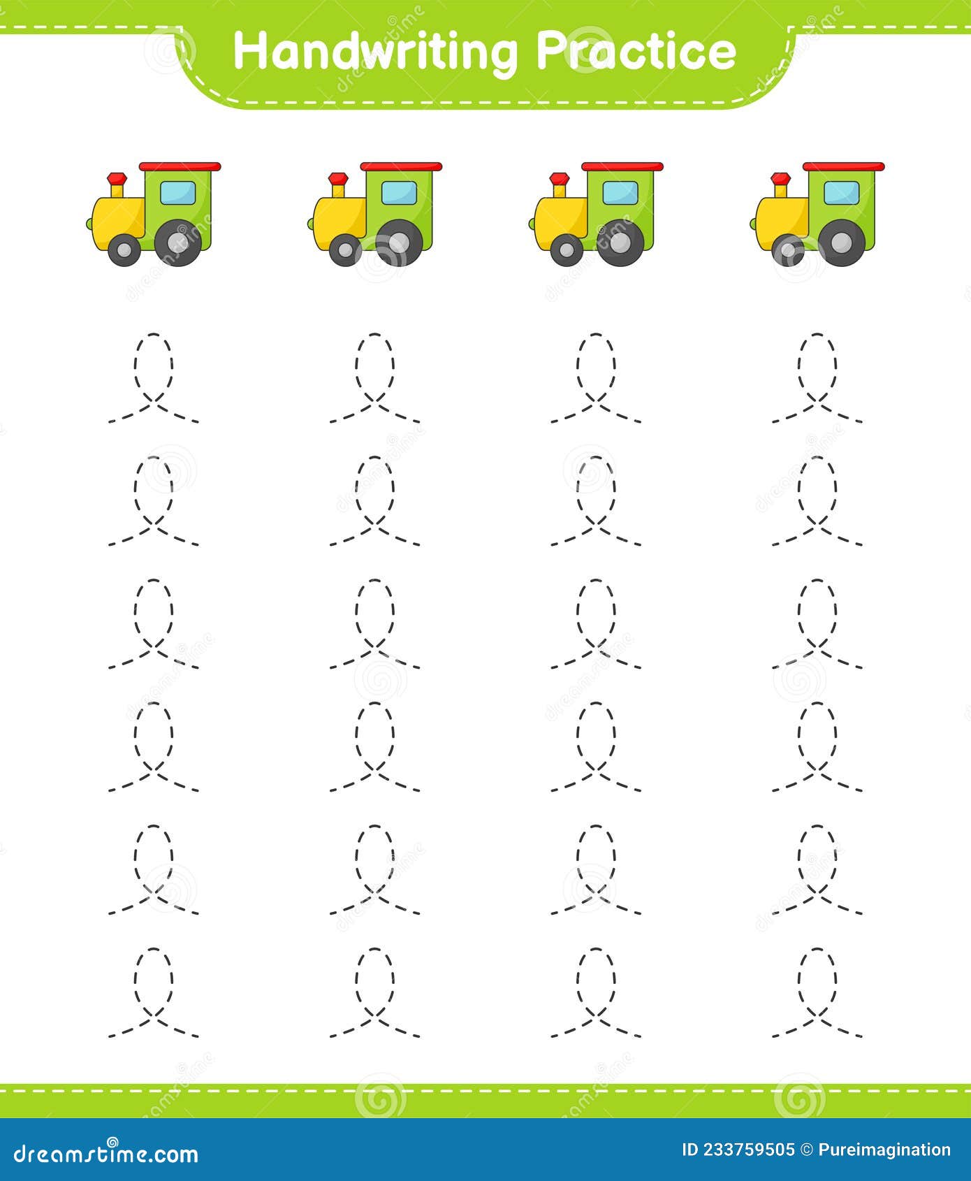 Handwriting Practice. Tracing Lines of Train Stock Vector ...
