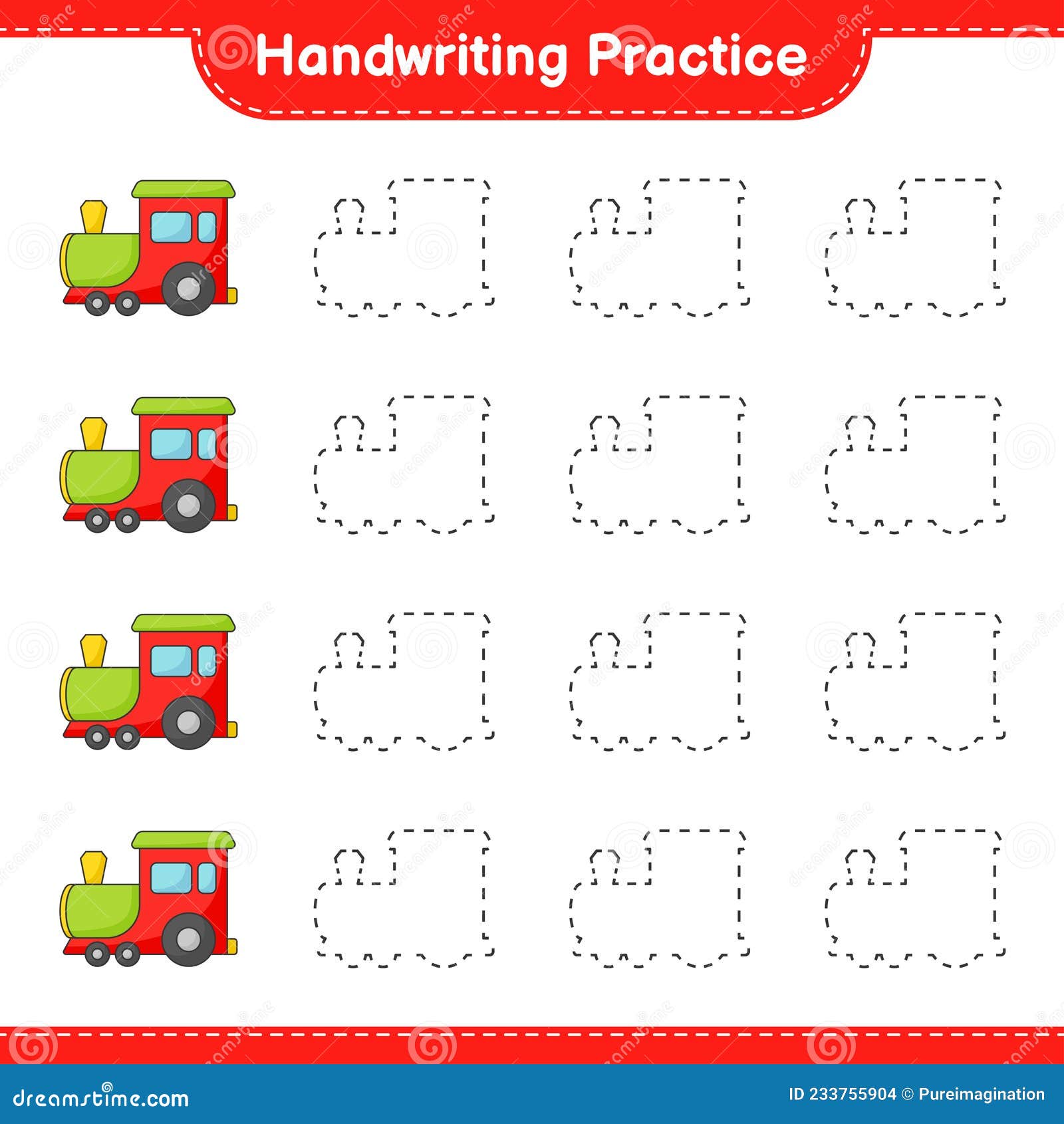 Handwriting Practice. Tracing Lines of Train Stock Vector ...