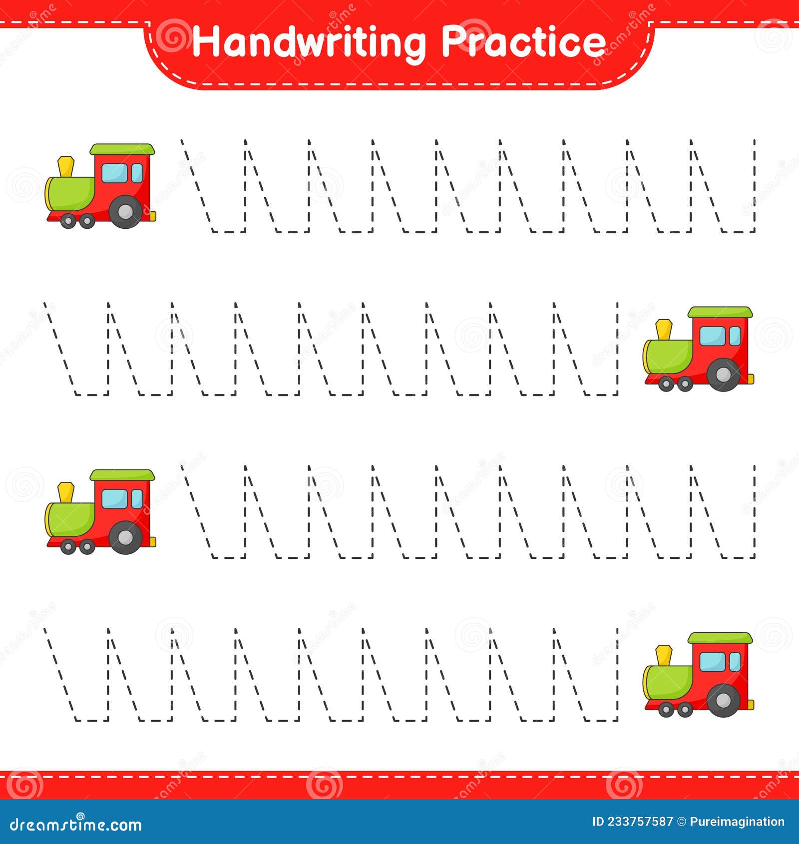 Handwriting Practice. Tracing Lines of Train Stock Vector ...