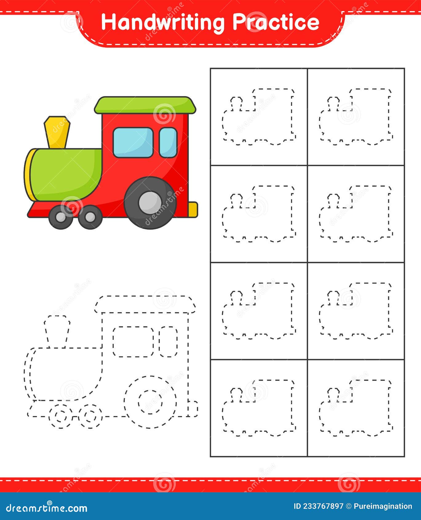 Handwriting Practice. Tracing Lines of Train Stock Vector ...