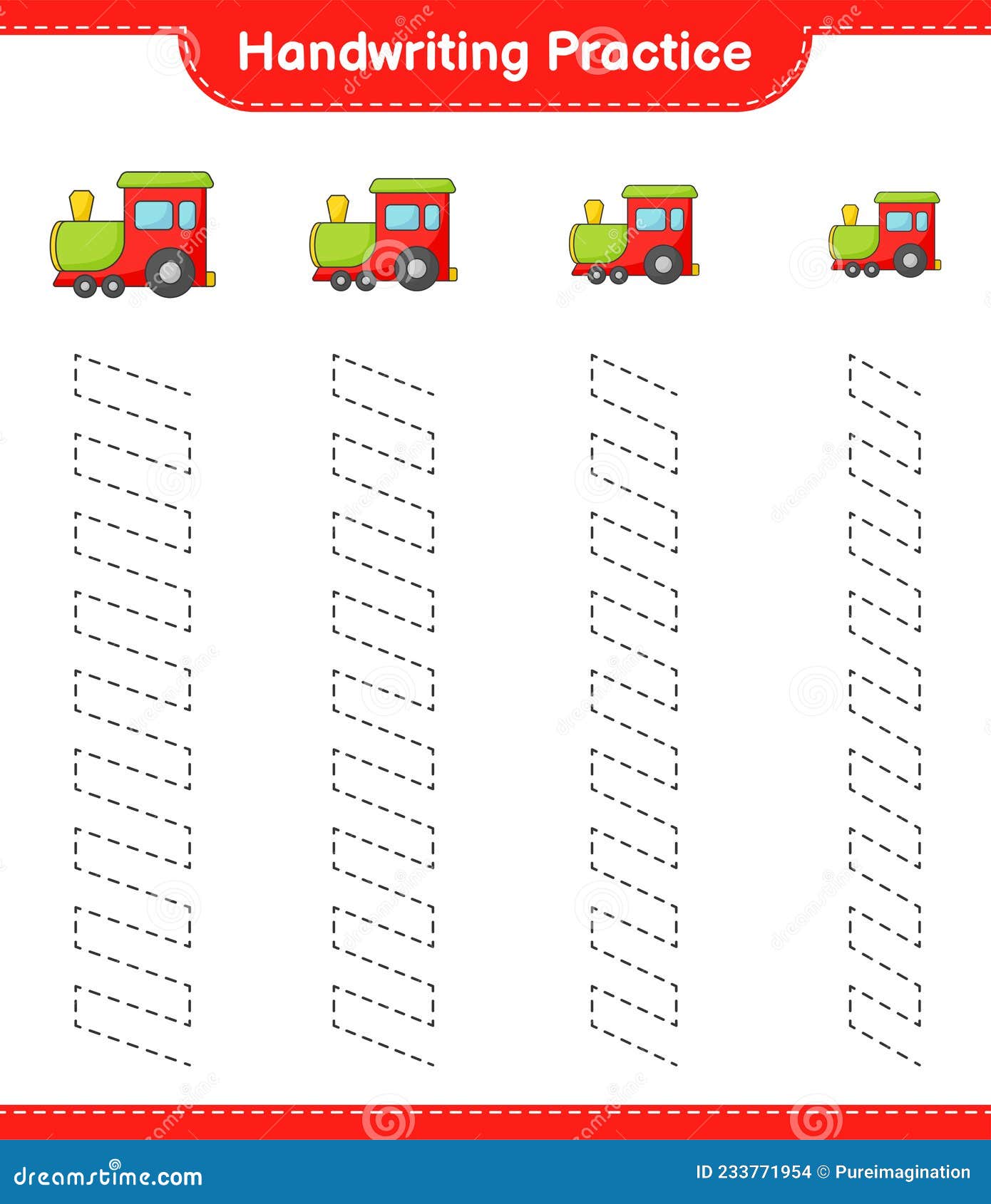Handwriting Practice. Tracing Lines of Train Stock Vector ...