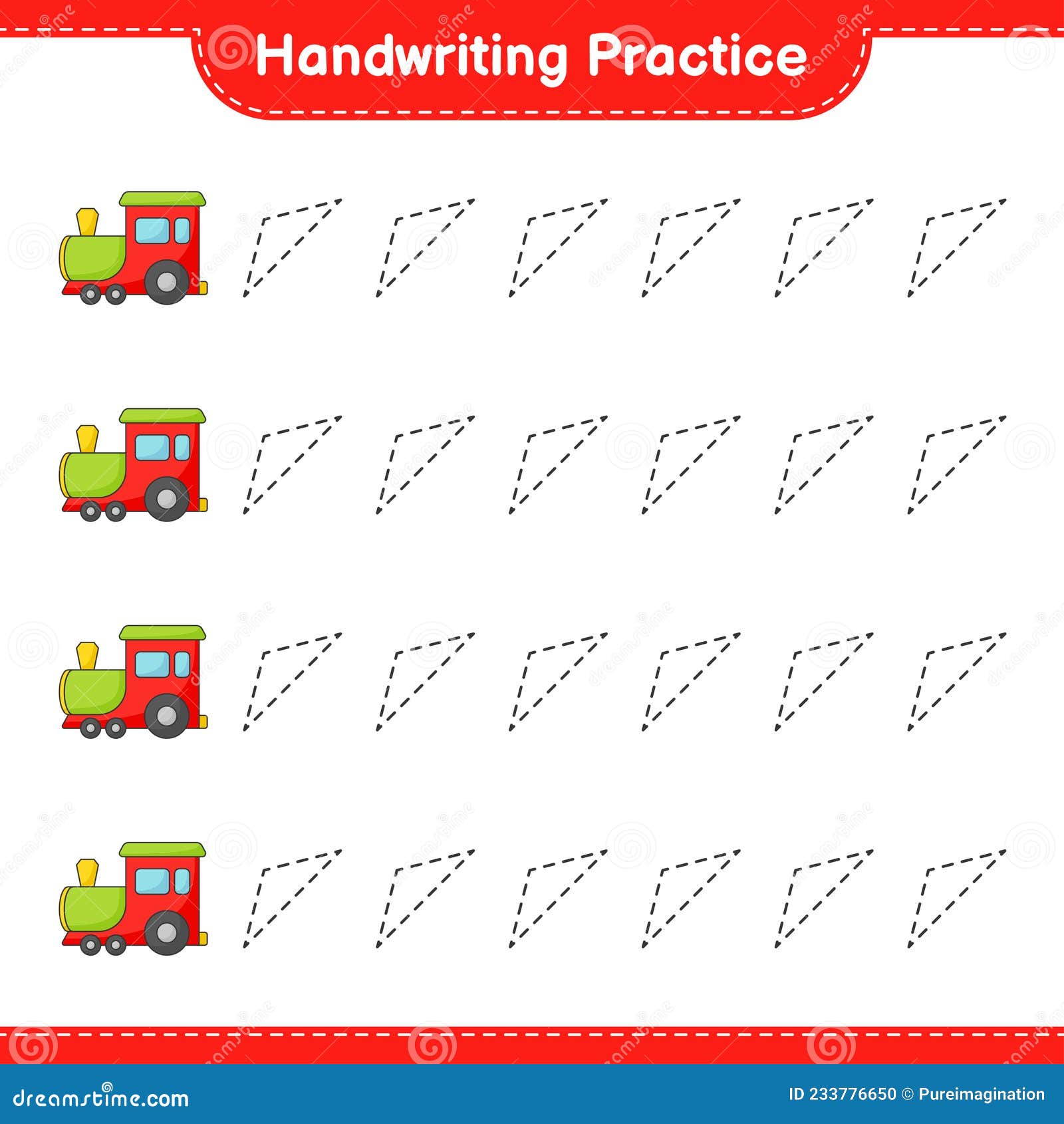 Handwriting Practice. Tracing Lines of Train Stock Vector ...