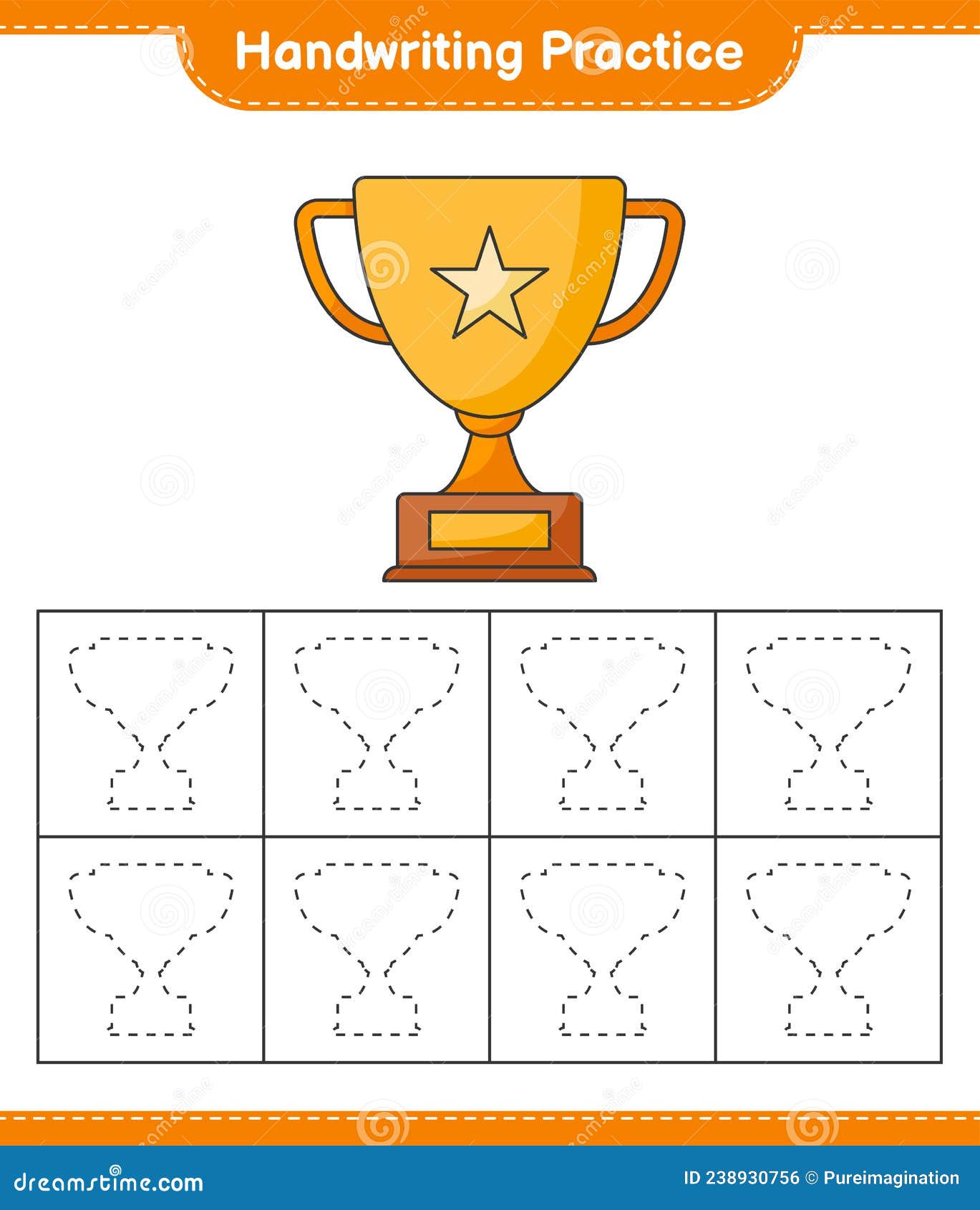 Handwriting Practice. Tracing Lines of Trophy Stock Vector ...
