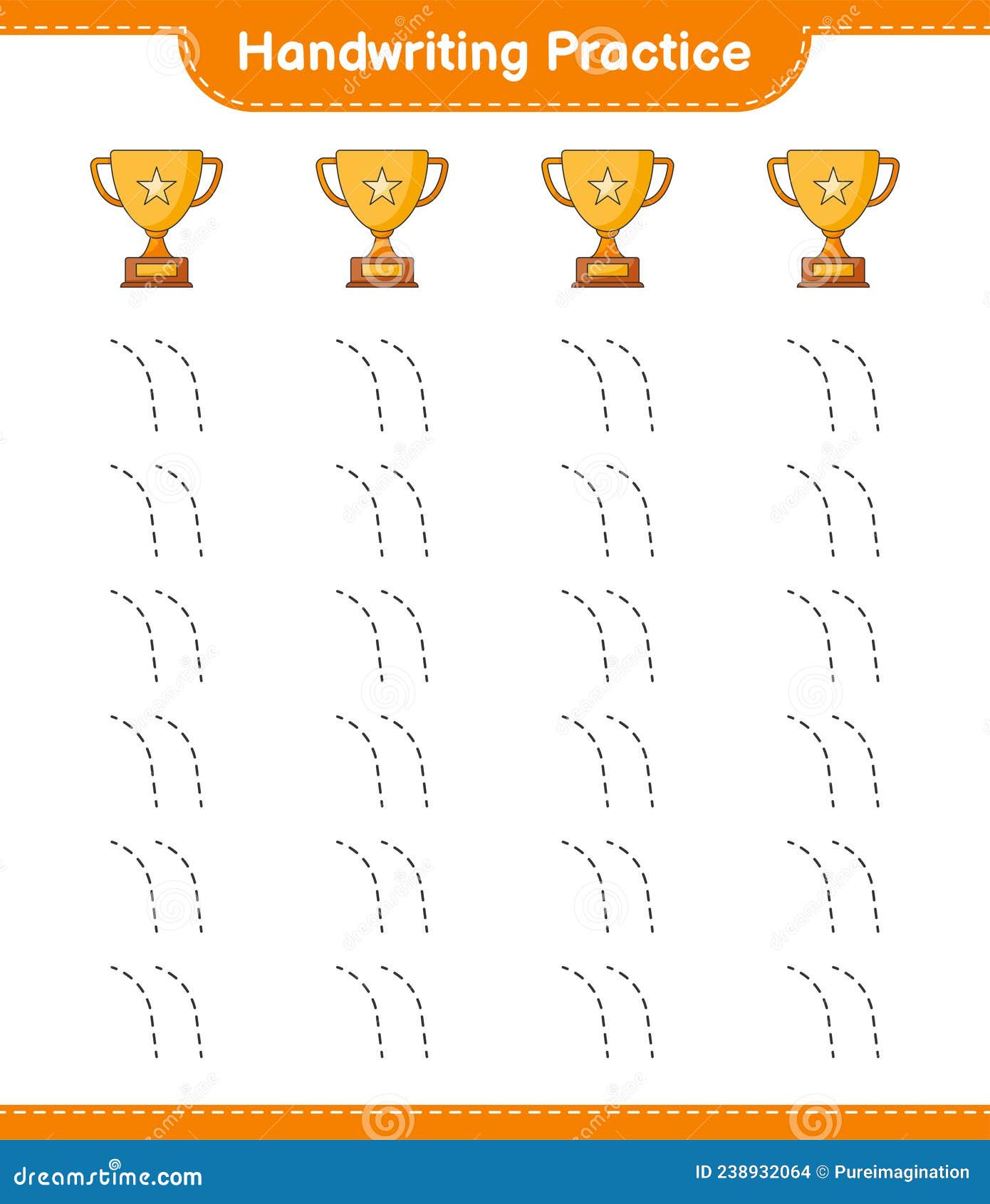Handwriting Practice. Tracing Lines of Trophy Stock Vector ...