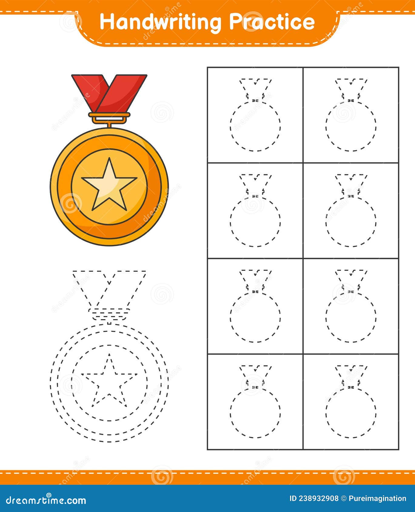 Handwriting Practice. Tracing Lines of Trophy Stock Vector ...