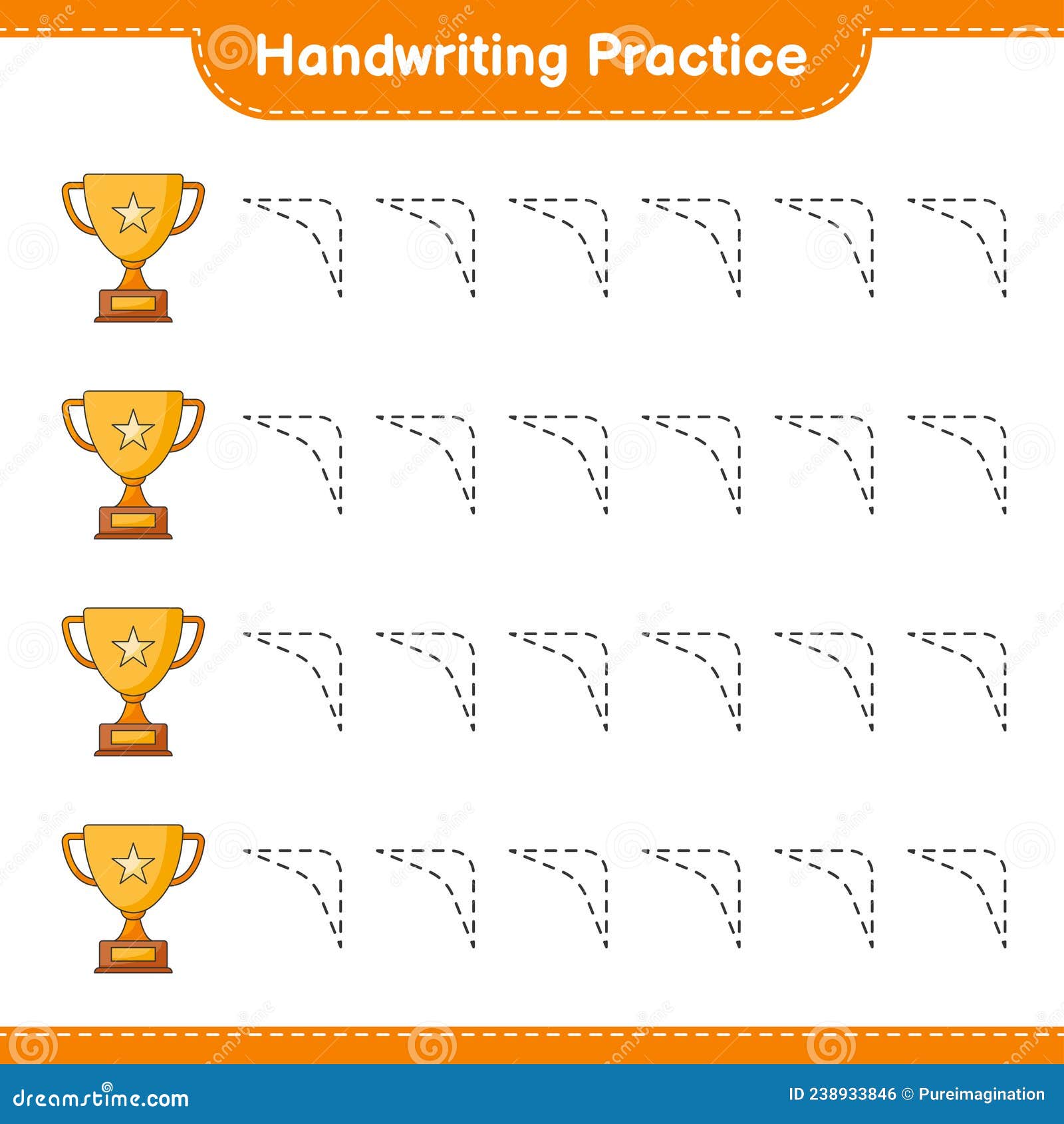 Handwriting Practice. Tracing Lines of Trophy Stock Vector ...