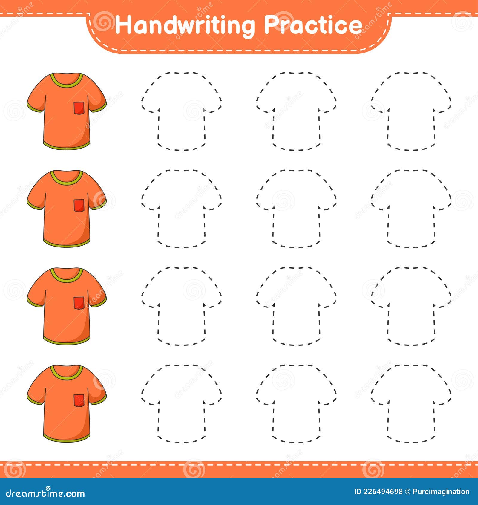 Handwriting Practice. Tracing Lines of Tshirt Stock Vector ...
