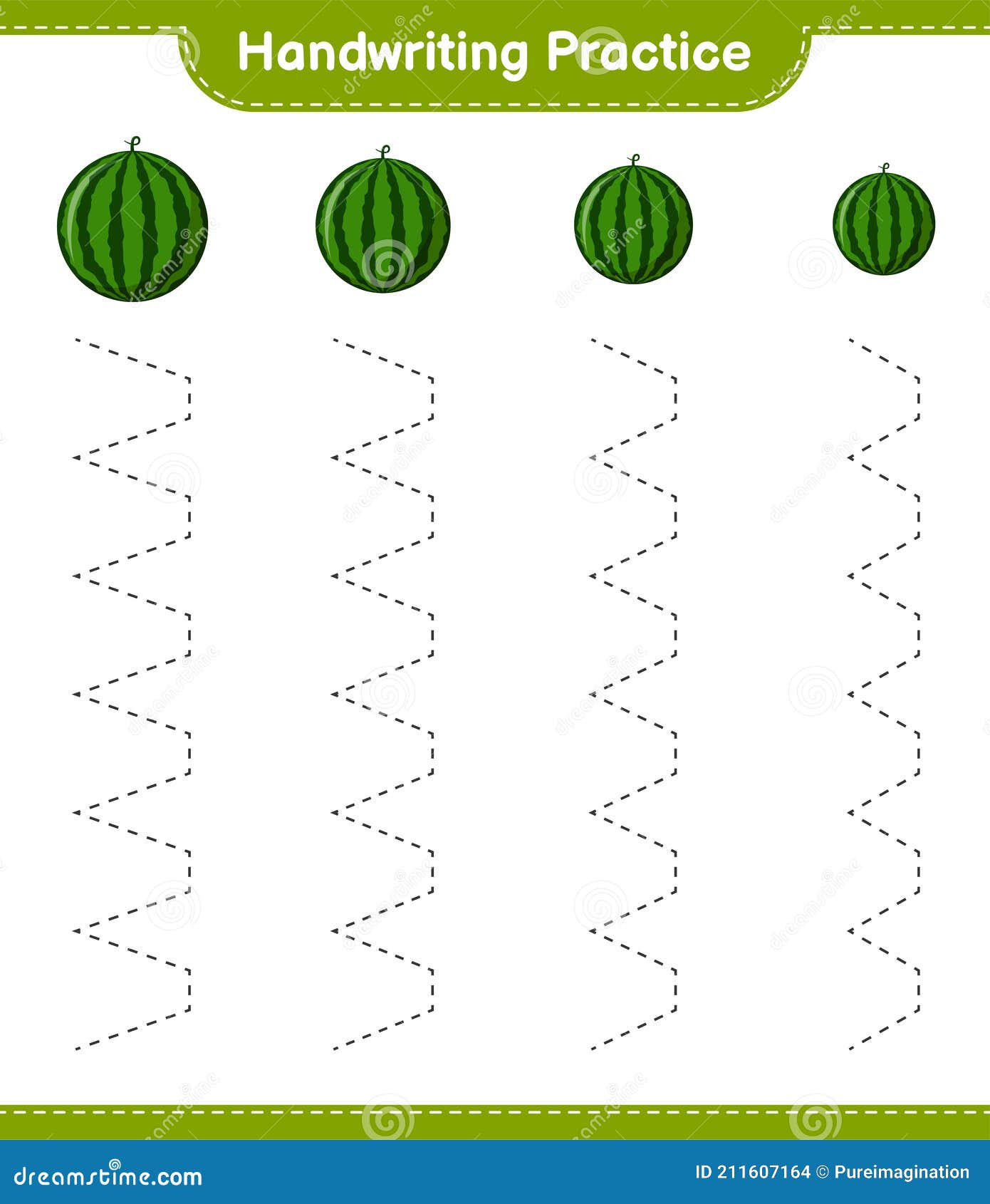 Handwriting Practice. Tracing Lines of Watermelon. Educational Children ...