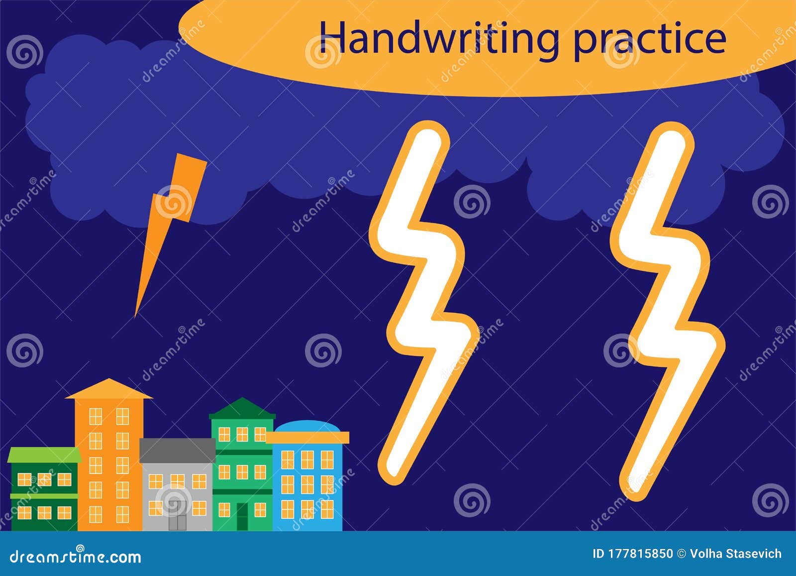 Handwriting Practise, Writing Training. Lightning Cartoon, Preschool ...