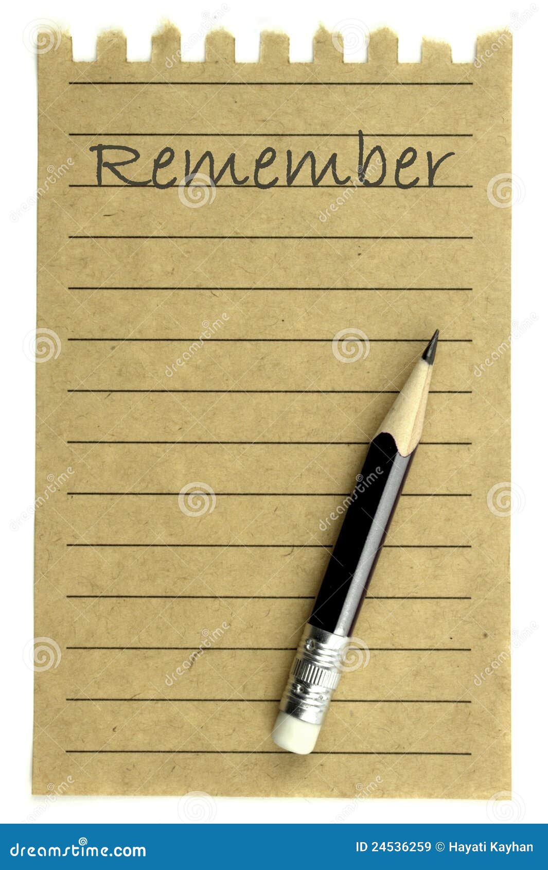 Handwriting Remember on a Natural Note Paper and Pencil Stock Image ...