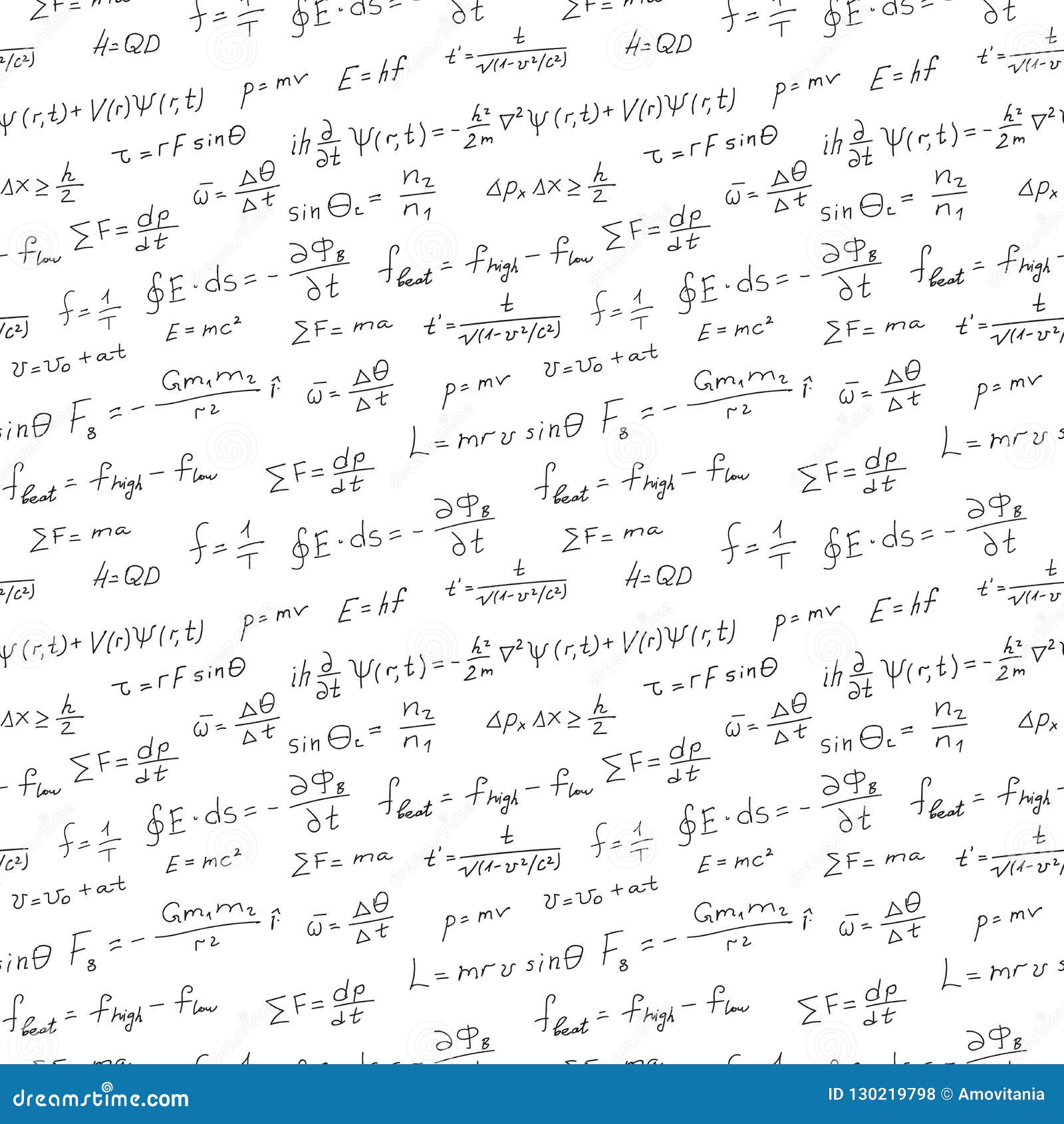 Handwriting Scientific Background Seamless Pattern Physics Equations ...