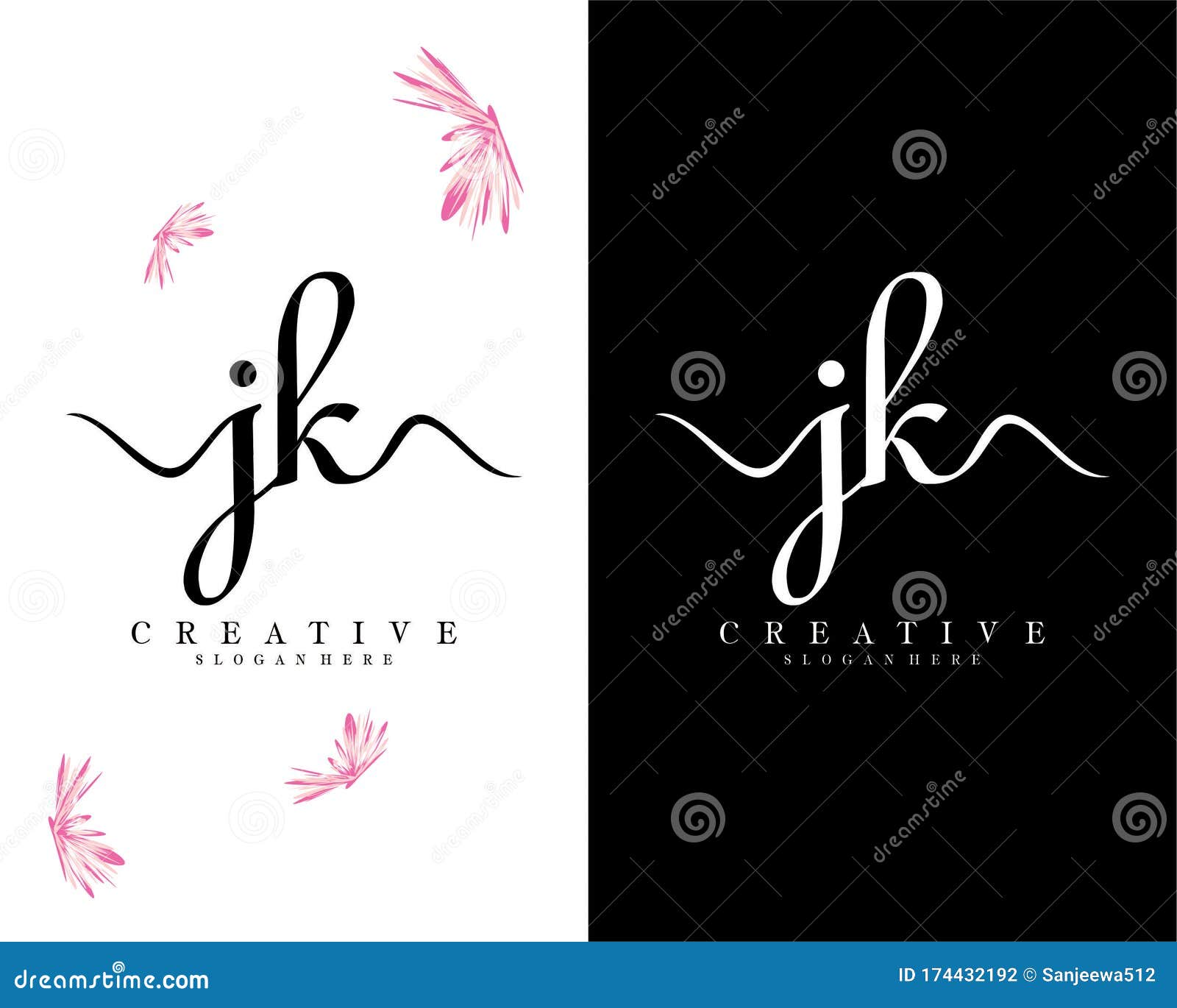 Handwriting Script Letter Jk, Kj Logo Design Vector Stock Vector ...