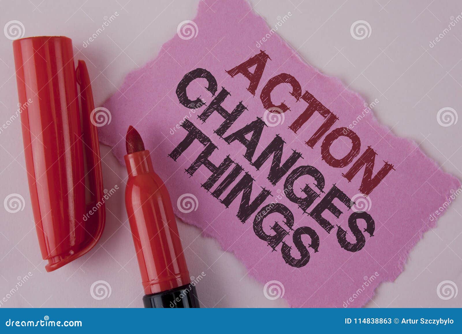 Handwriting Text Action Changes Things. Concept Meaning Doing Something ...