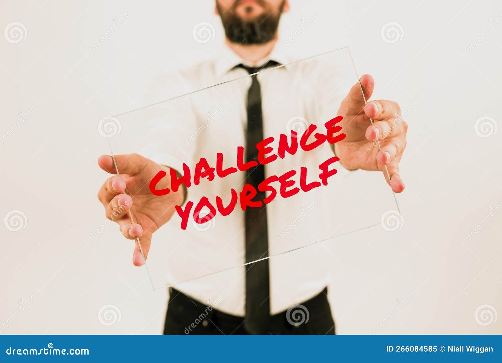 Hand Writing Sign Challenge Yourself. Business Showcase Setting Higher ...