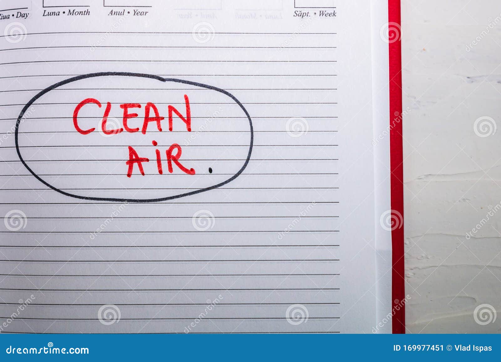 Handwriting Text Clean Air on Page of Office Agenda. Copy Space Stock ...