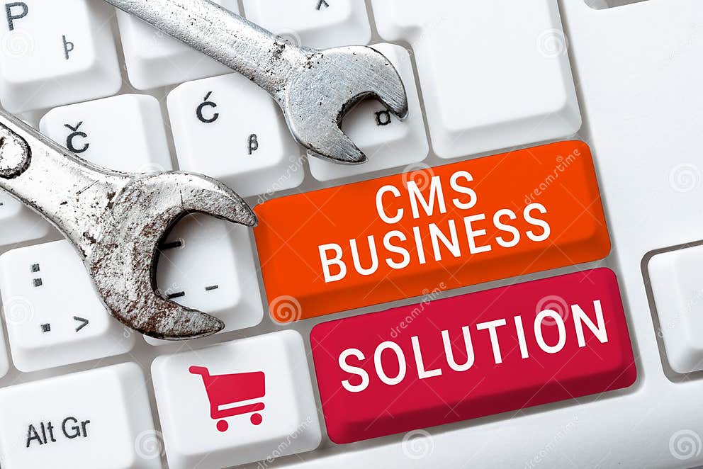 Handwriting Text Cms Business Solution. Business Approach Software Application Use To Create and ...