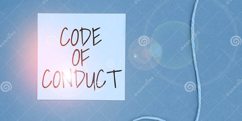 Text Showing Inspiration Code of Conduct. Business Idea Ethics Rules ...