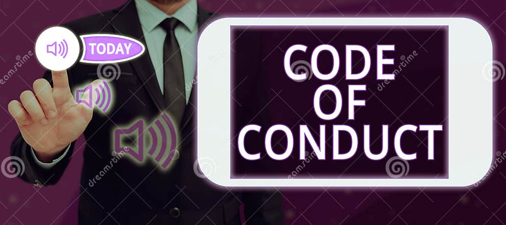 Text Sign Showing Code of Conduct. Word for Ethics Rules Moral Codes ...