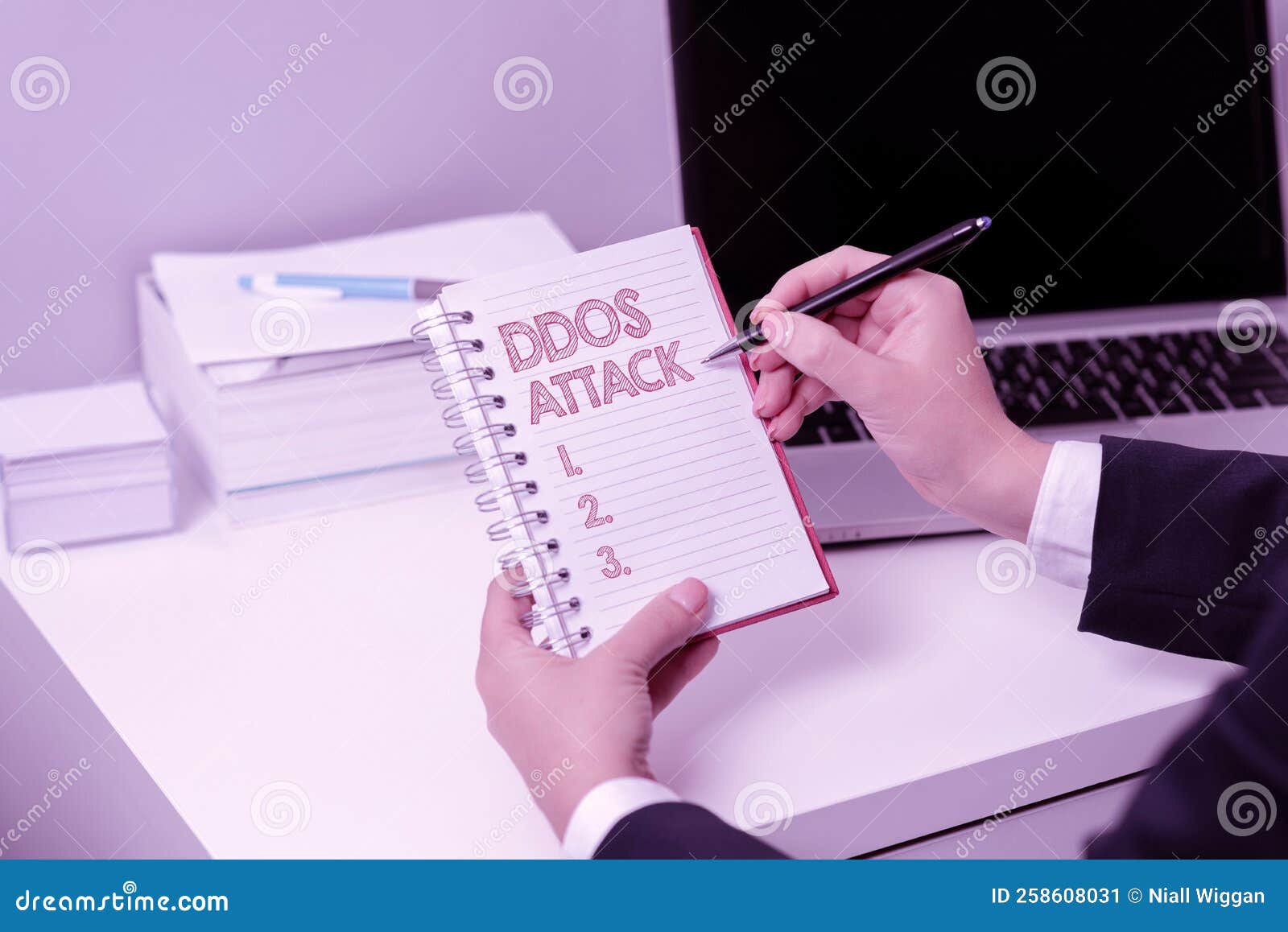 Handwriting Text Ddos Attack. Business Approach Perpetrator Seeks To ... Handwriting Text Ddos Attack. Business Approach Perpetrator Seeks To ...