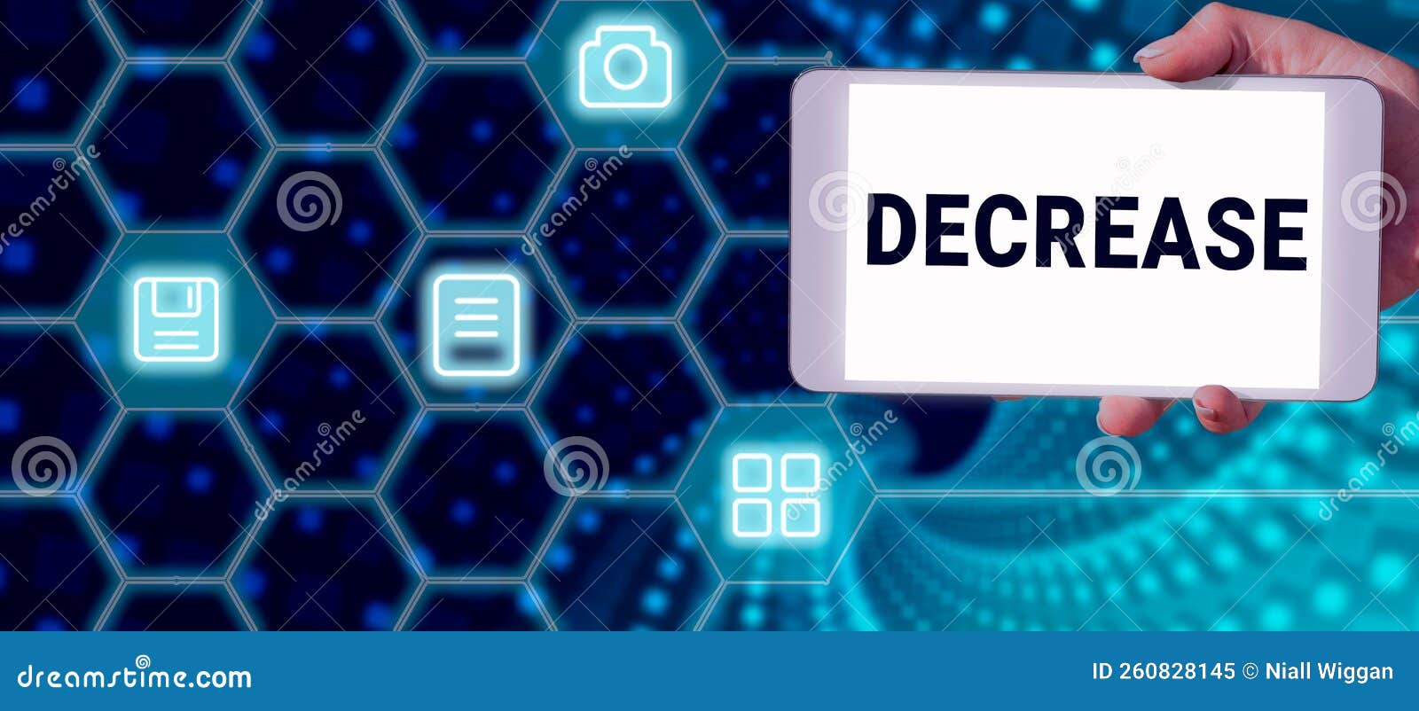 Hand Writing Sign Decrease. Word Written on Make or Become Smaller or ...