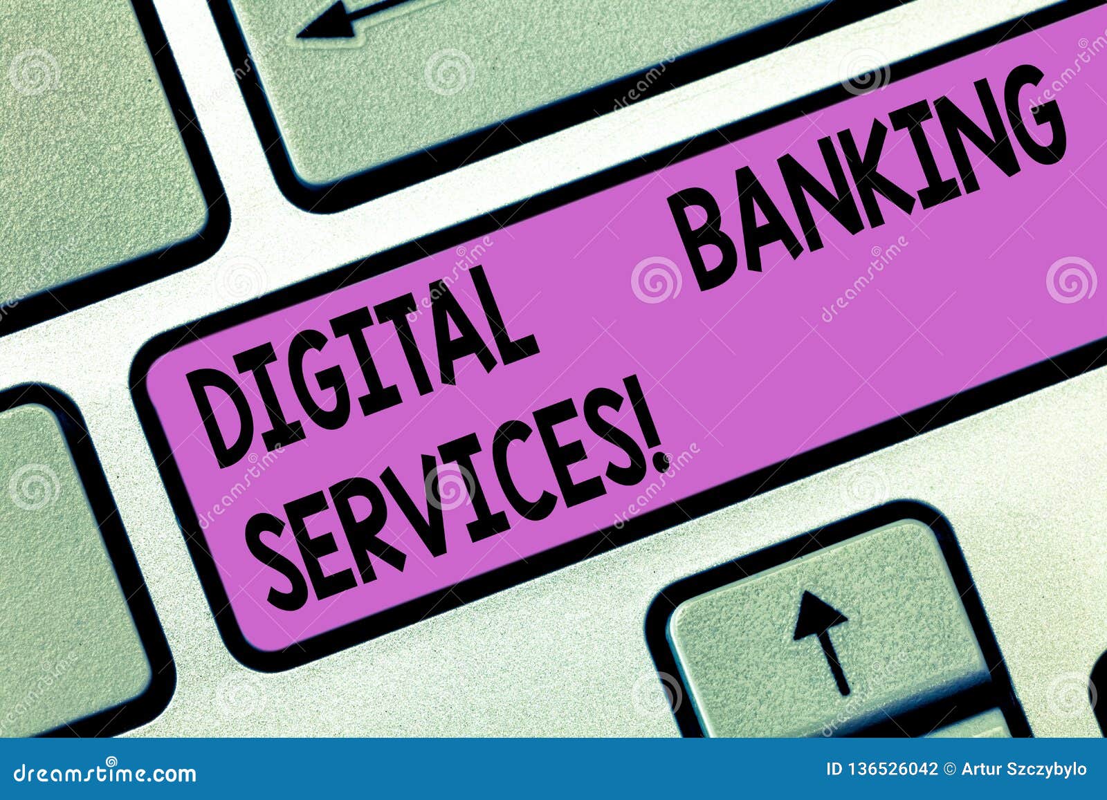 Handwriting Text Digital Banking Services. Concept Meaning Digitization ...