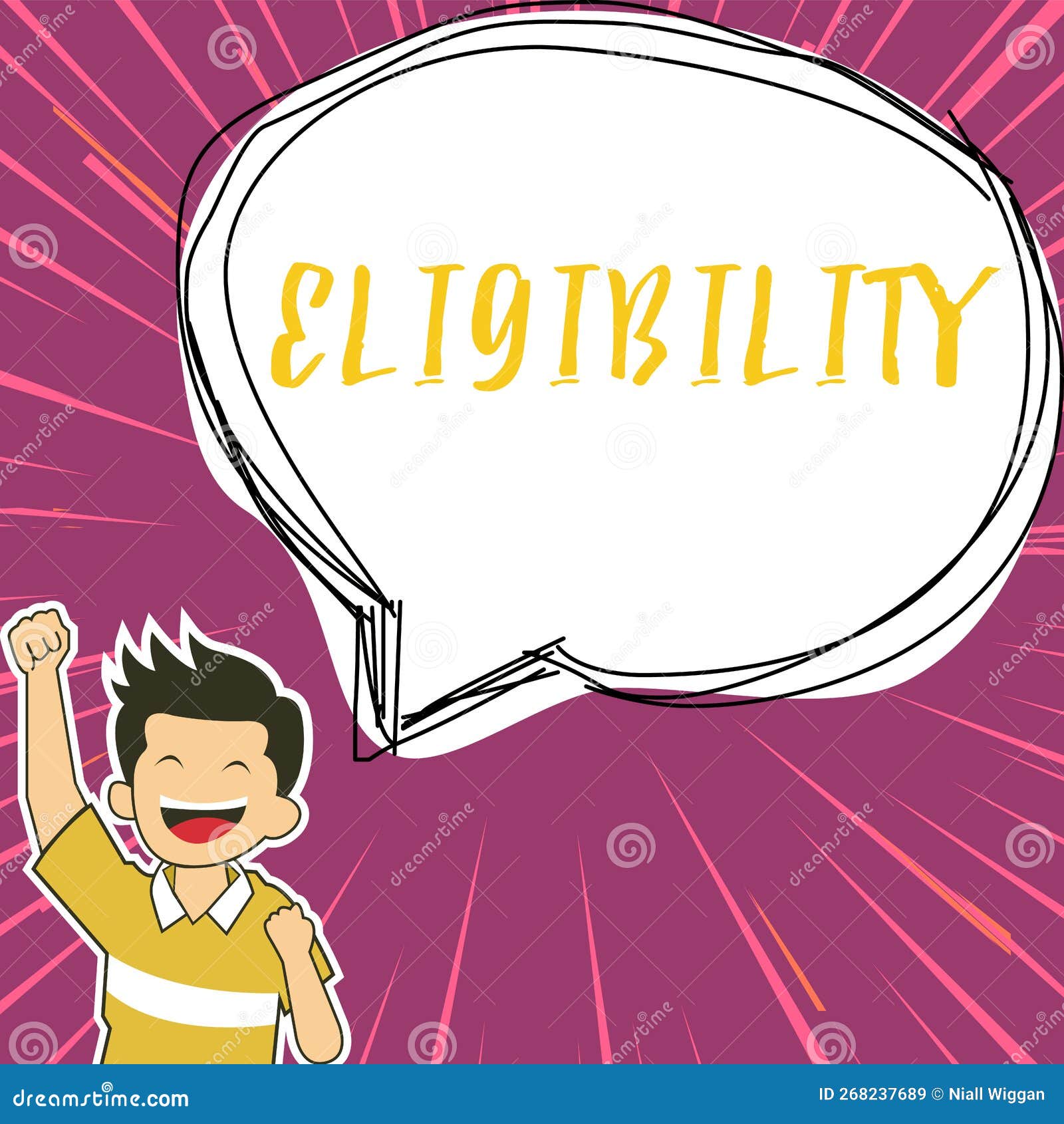 Handwriting Text Eligibility. Word Written on State of Having the Right ...