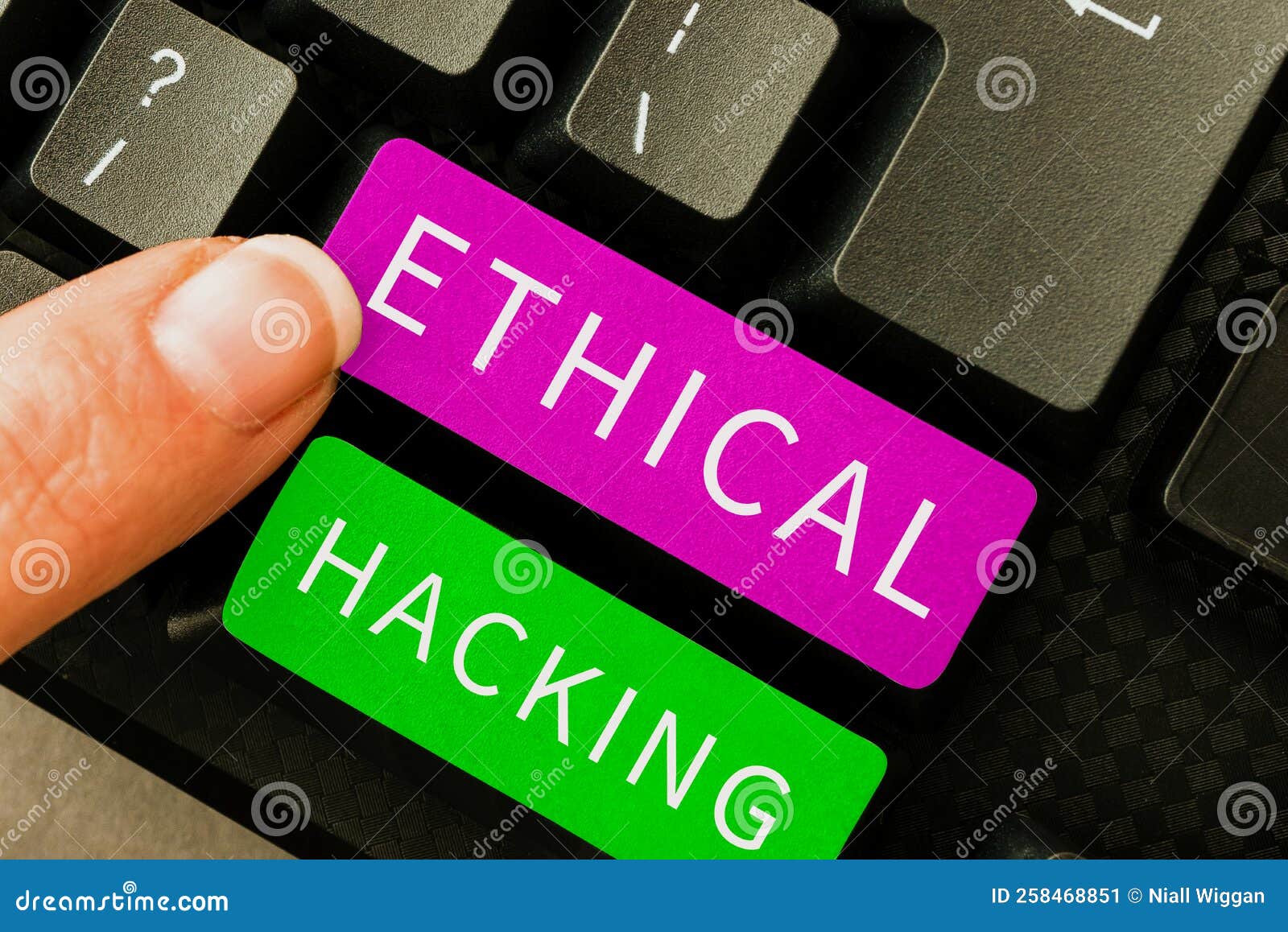 Handwriting Text Ethical Hacking. Word Written on a Legal Attempt of ...
