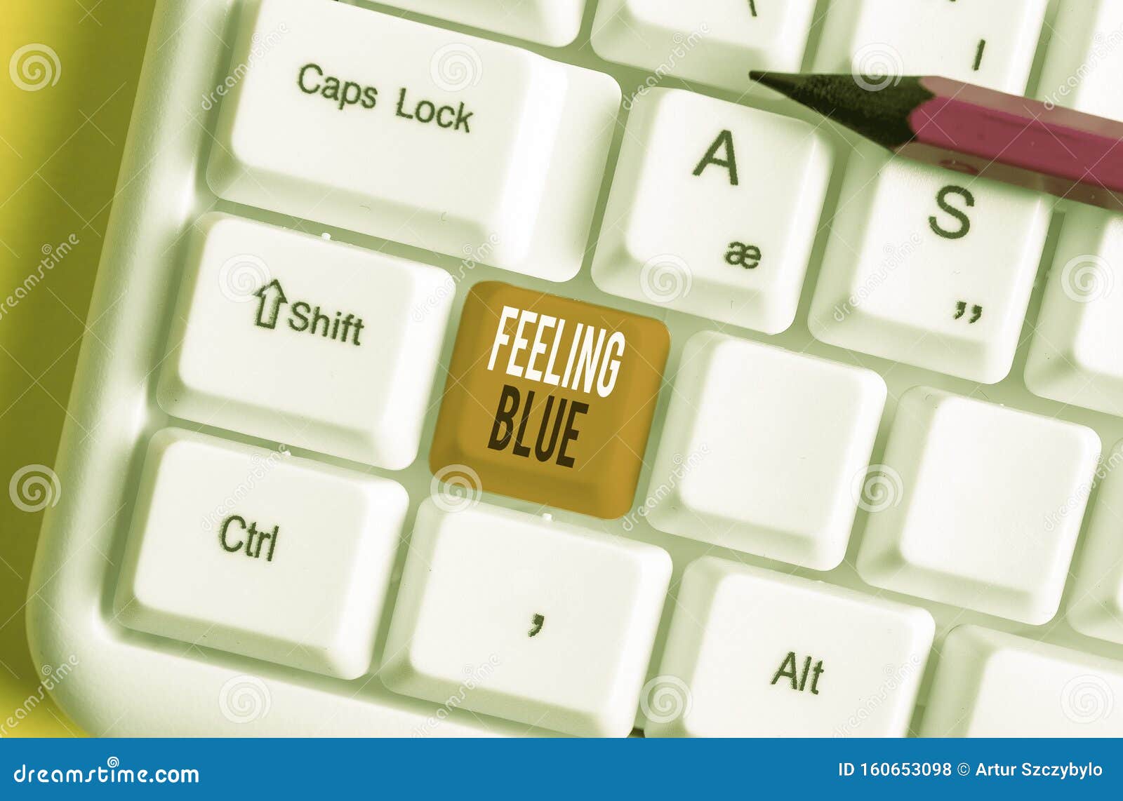 Handwriting Text Feeling Blue. Concept Meaning Feeling of Desperation ...