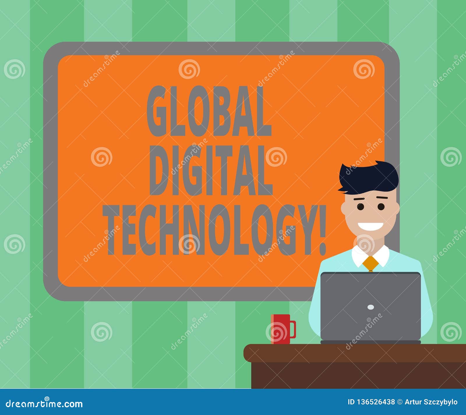 Handwriting Text Global Digital Technology. Concept Meaning Digitized ...