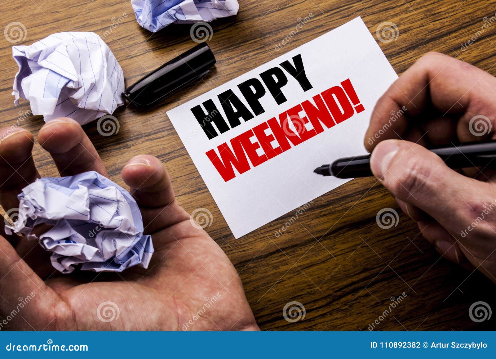 Handwriting Text Heppy Weekend . Concept for Weekend Message Written on ...