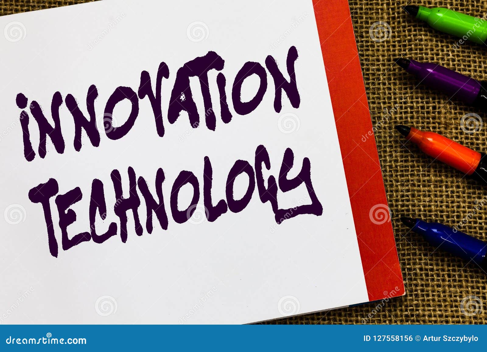 Handwriting Text Innovation Technology. Concept Meaning New Idea or ...