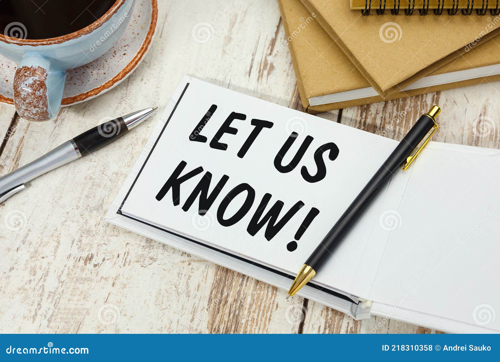 Handwriting Text LET US KNOW on the Notepad Stock Photo - Image of ...