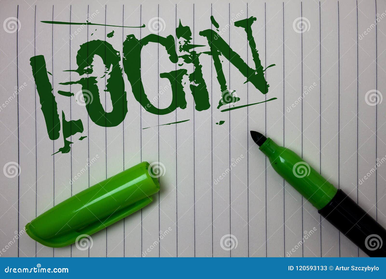 Handwriting Text Login. Concept Meaning Act of Entering into a Computer ...